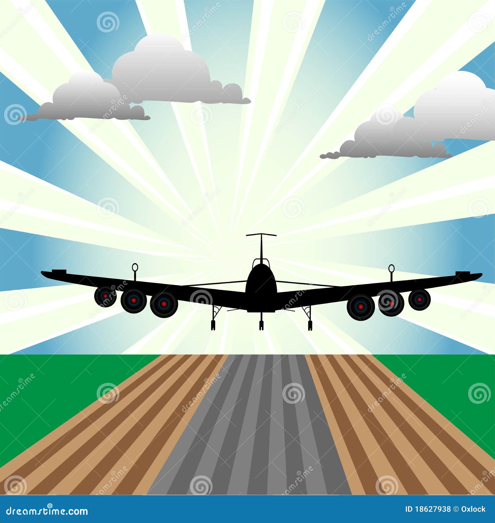 Aereo al decollo illustrazione vettoriale. Illustrazione di aeronautica ...