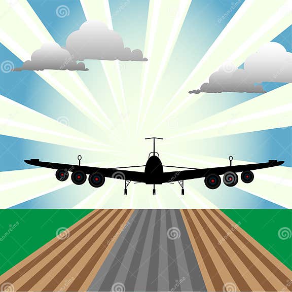 Aereo al decollo illustrazione vettoriale. Illustrazione di aeronautica ...