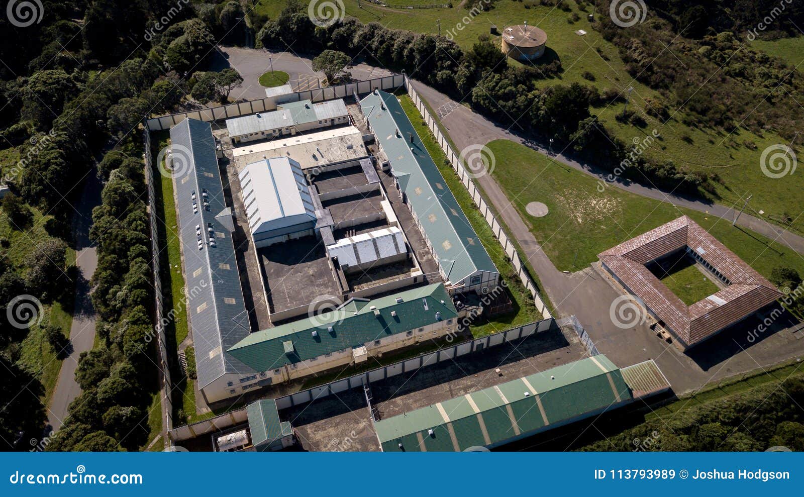 Aerial, Abandoned Prison Site Stock Image - Image of wire, overhead ...