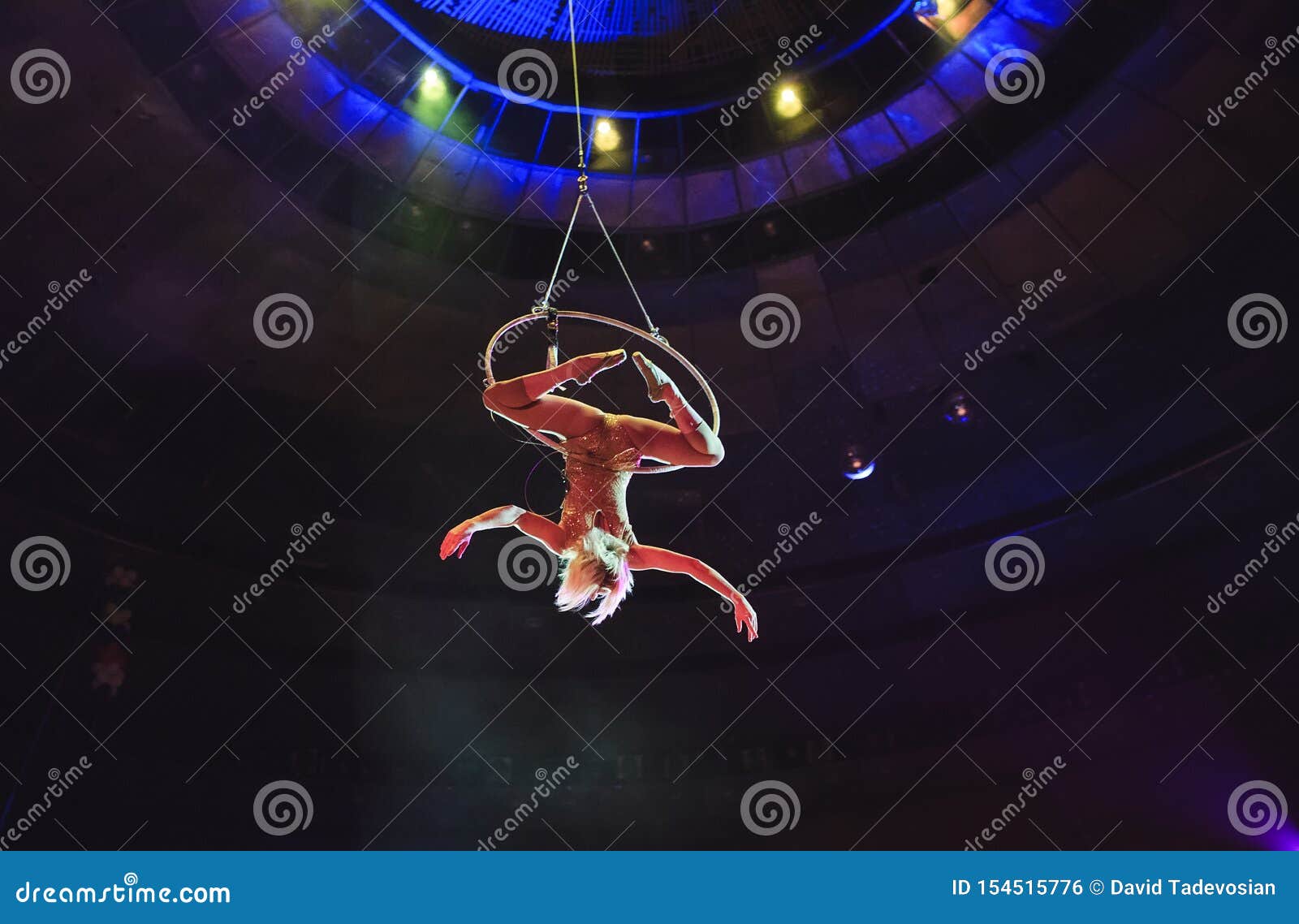Aerial Acrobat in the Ring. a Young Girl Performs the Acrobatic ...
