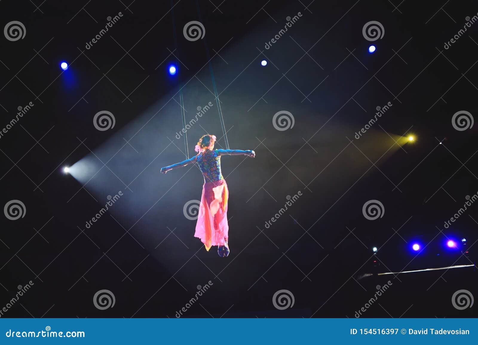 Aerial Acrobat in the Ring. a Young Girl Performs the Acrobatic ...