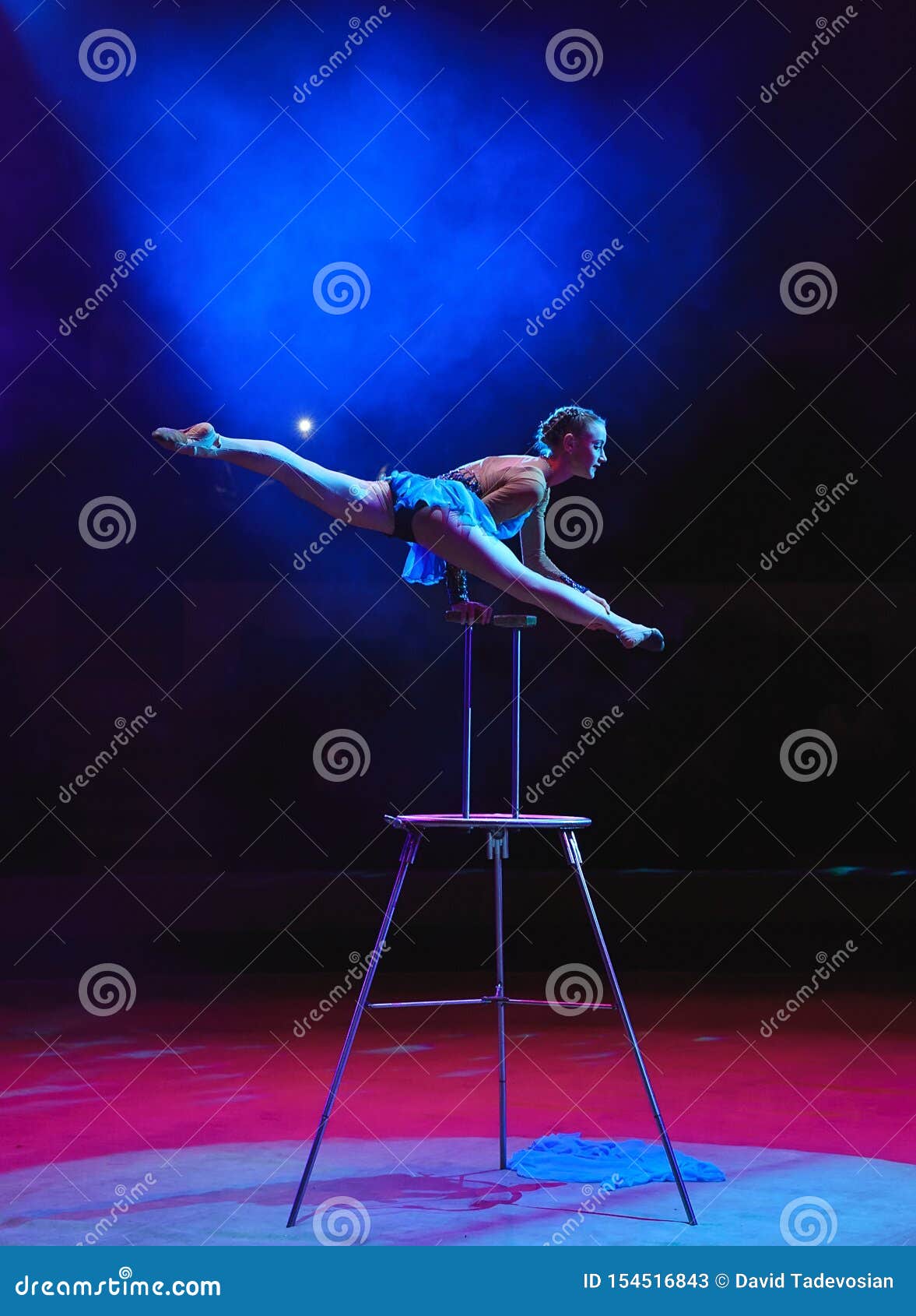 Aerial Acrobat in the Ring. a Young Girl Performs the Acrobatic ...