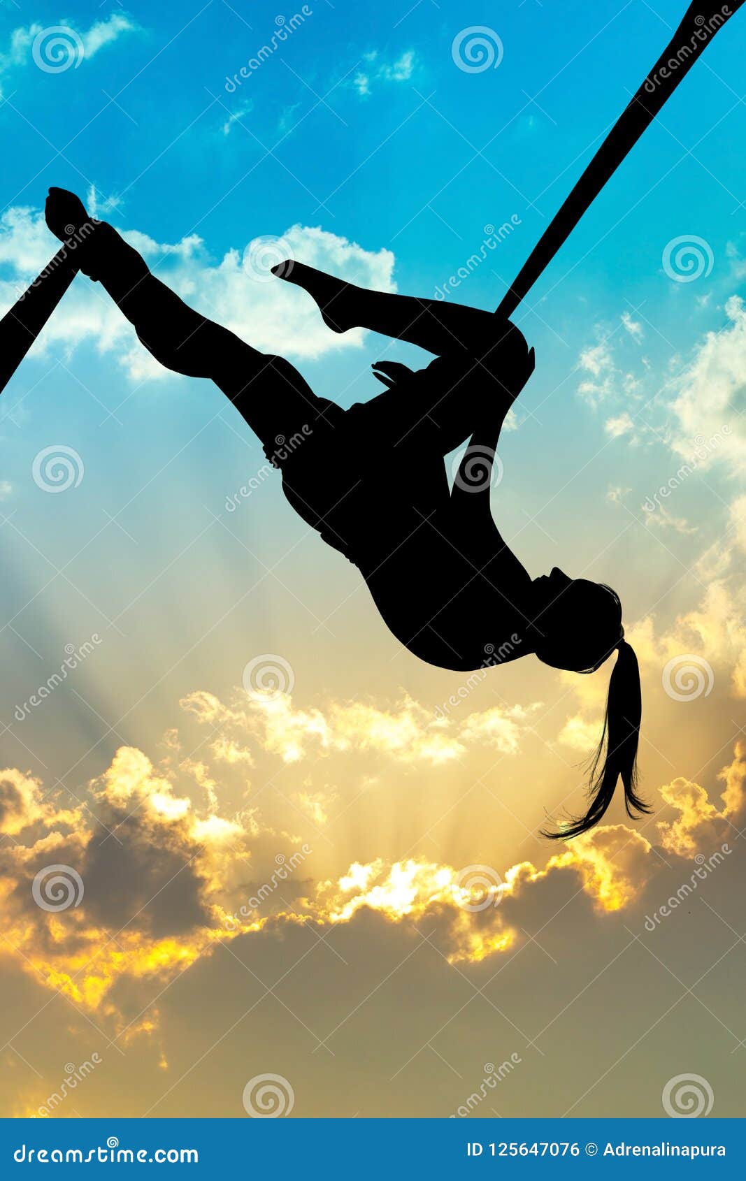 Aerial acrobatic at sunset stock illustration. Illustration of sunset ...