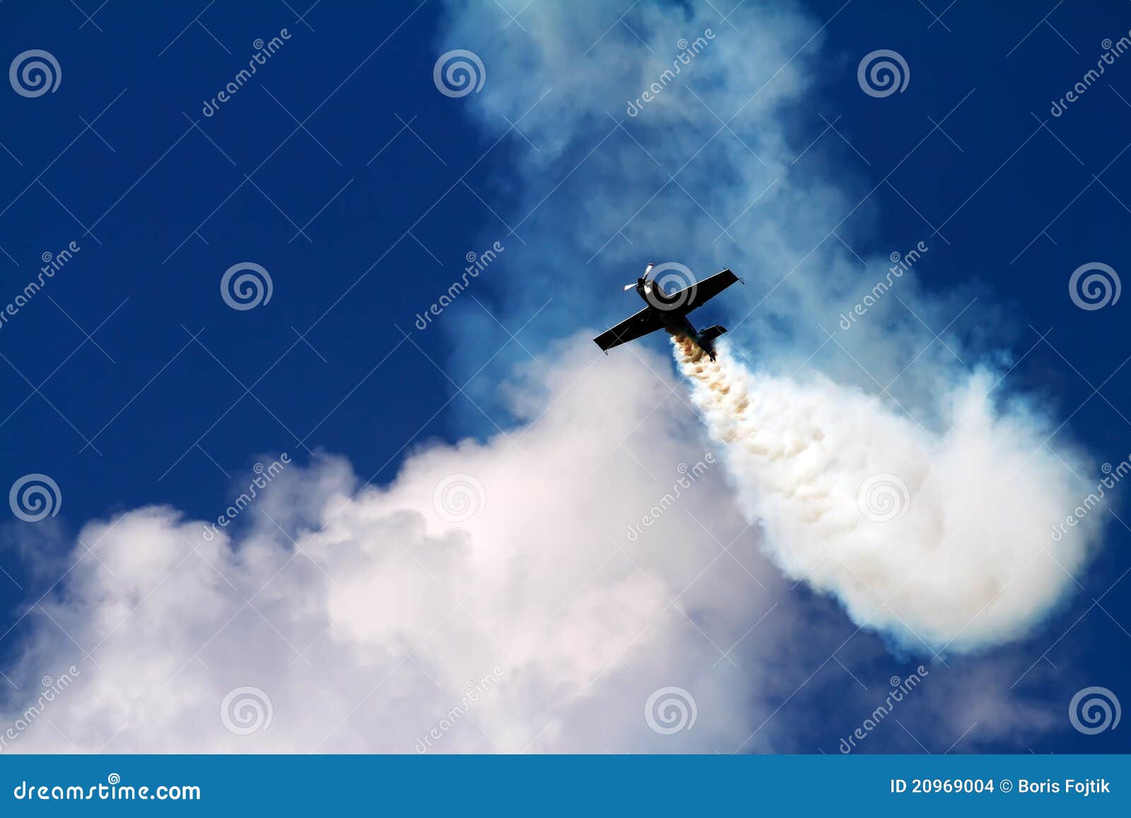 Aerial Acrobatics Plane in the Cloud of Smoke Stock Photo - Image of ...