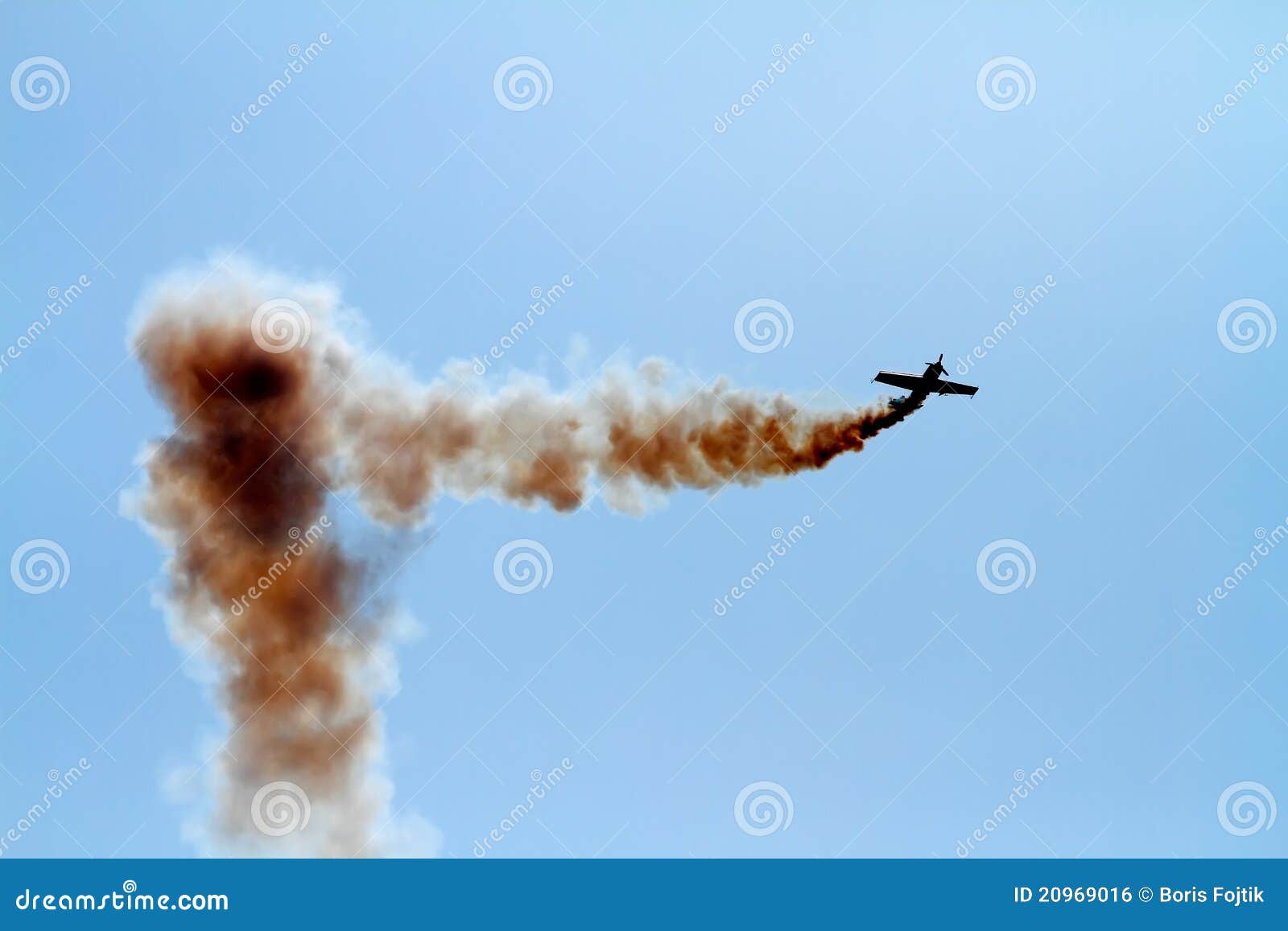 Aerial Acrobatics Plane in the Cloud of Smoke Stock Photo - Image of ...