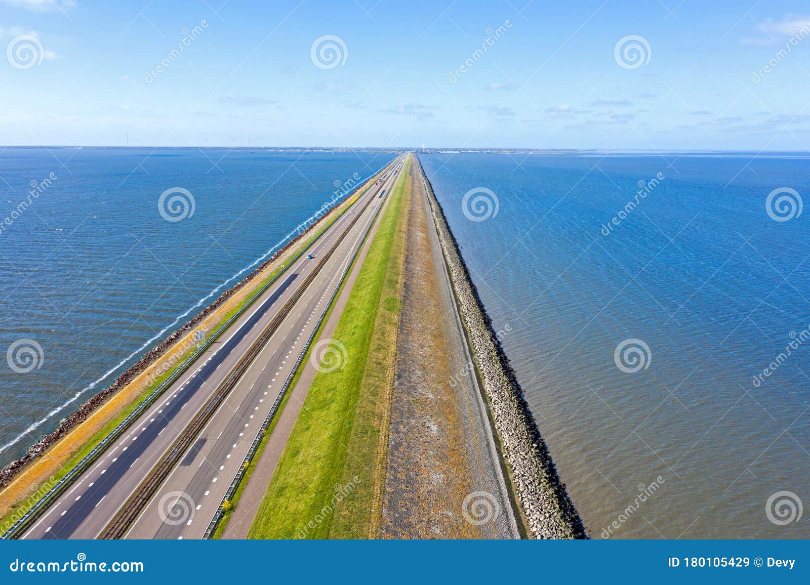 Afsluitdijk Between North Sea And IJsselmeer Stock Image ...