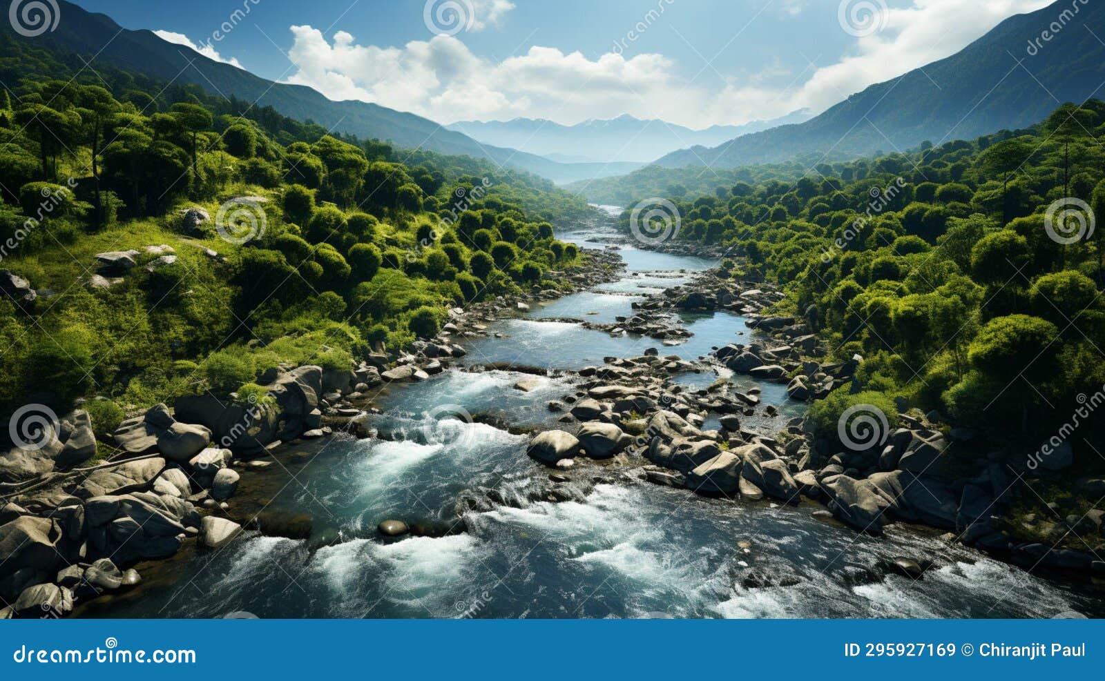 Aerial Beautiful Shot of a Long Run River through the Jungle Stock ...