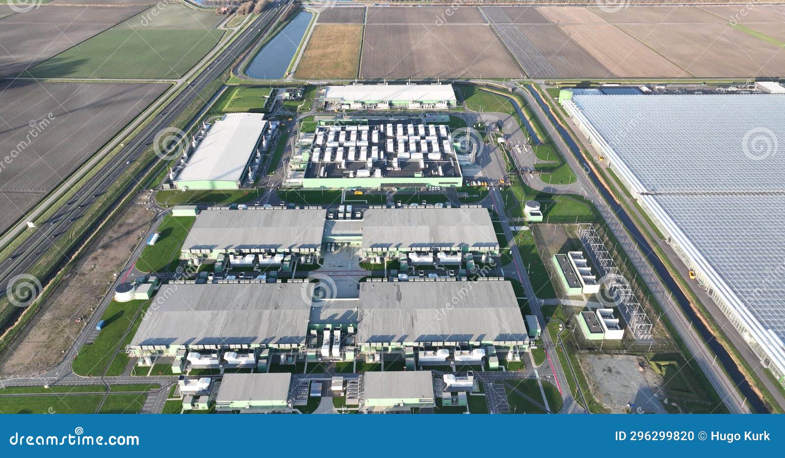 Aerial of a Big Data Center in Middenmeer, the Netherlands. Stock ...