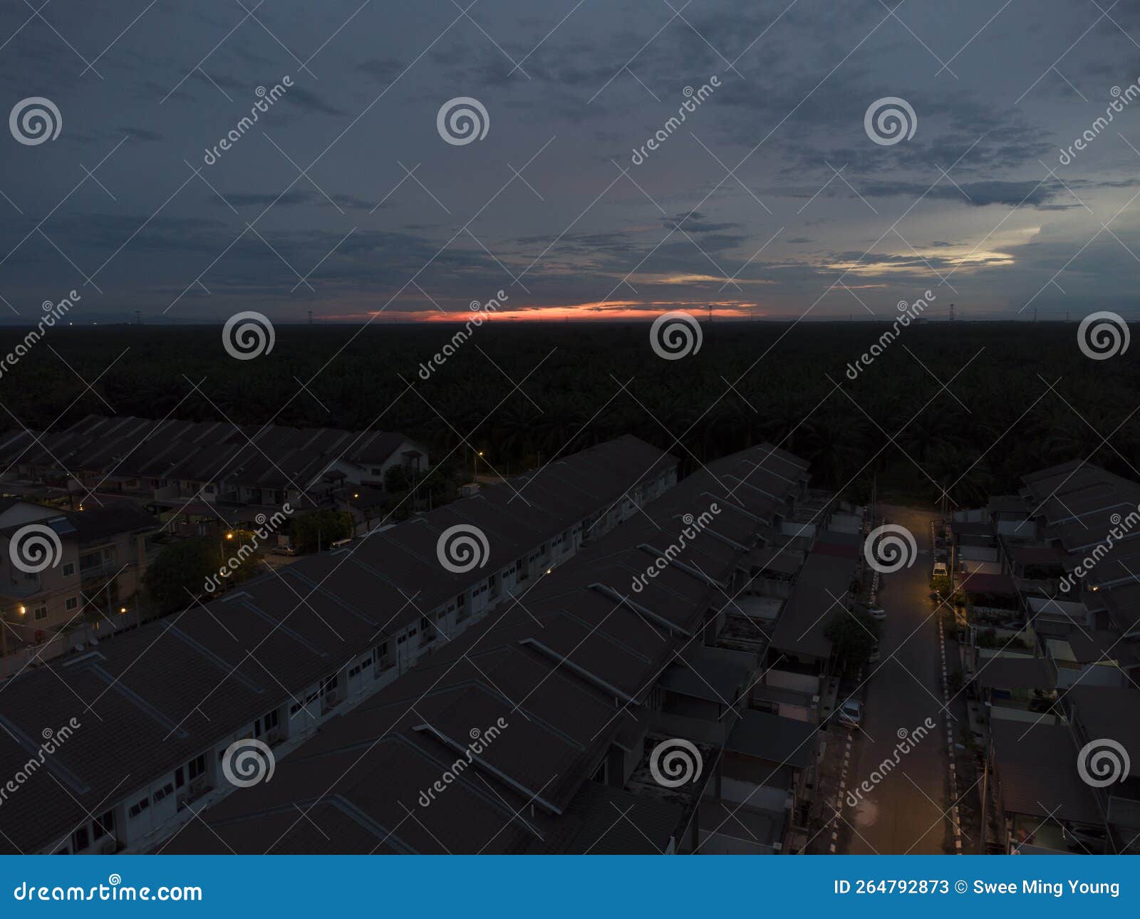 Aerial Blue Hour Night Suburb Sky Scene Stock Image - Image of aerial ...