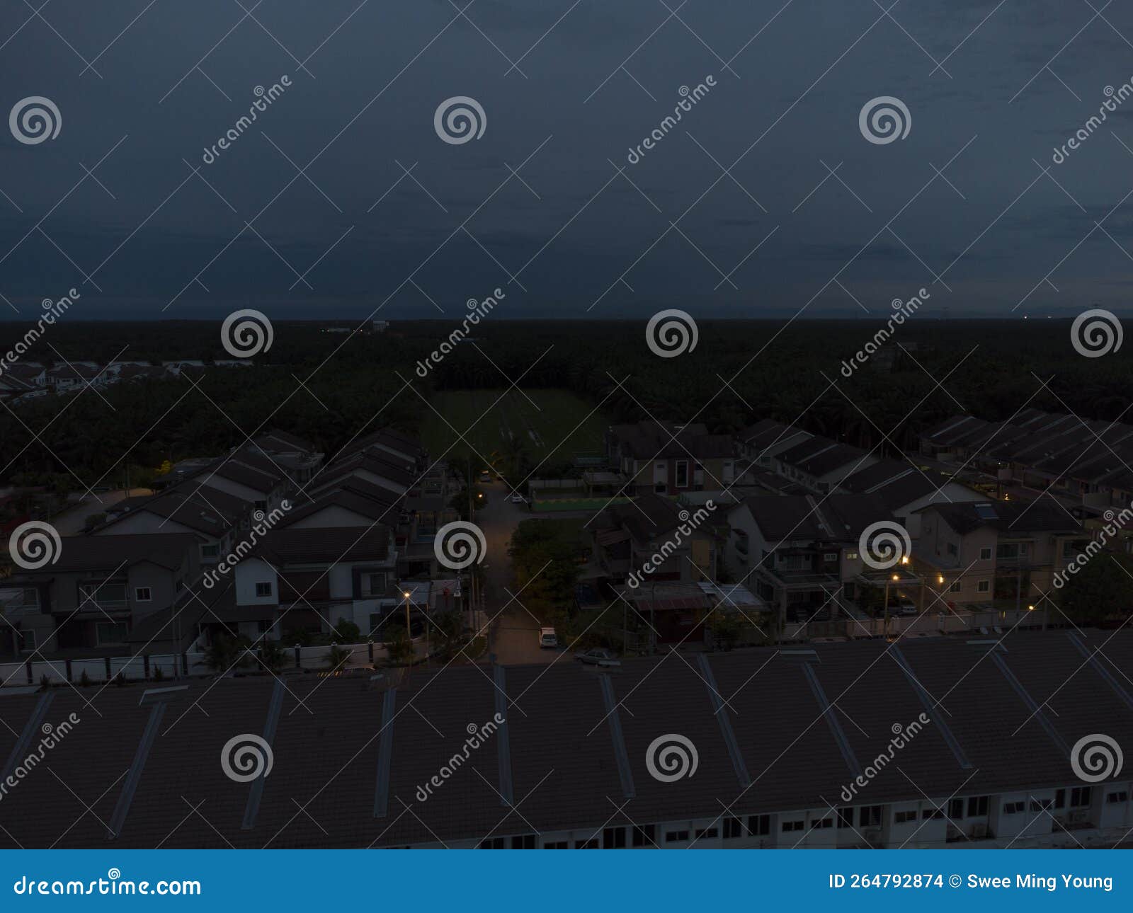 Aerial Blue Hour Night Suburb Sky Scene Stock Photo - Image of nature ...