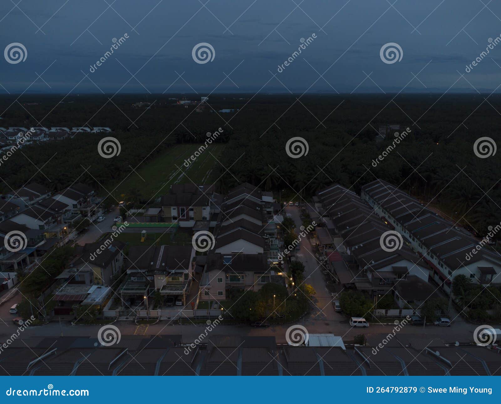 Aerial Blue Hour Night Suburb Sky Scene Stock Image - Image of ...