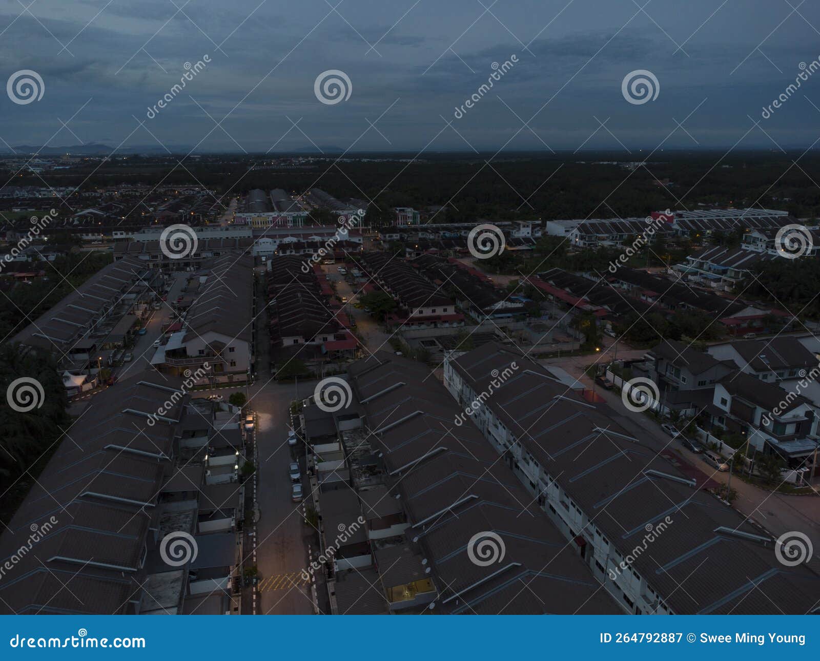 Aerial Blue Hour Night Suburb Sky Scene Stock Image - Image of ...
