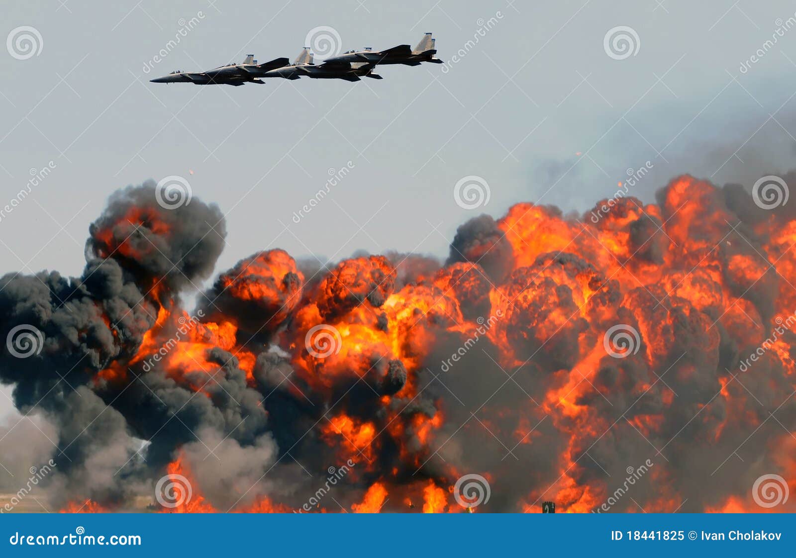 Aerial bombardment stock image. Image of airforce, fire - 18441825