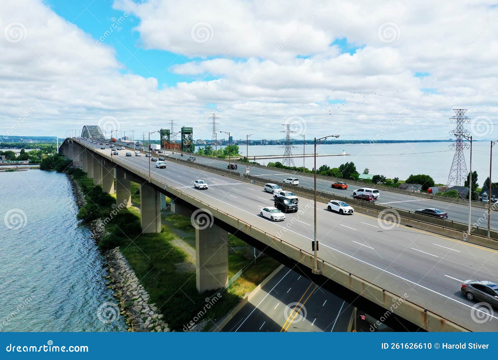 Aerial of the Burlington Skyway in Ontario, Canada Stock Photo - Image ...
