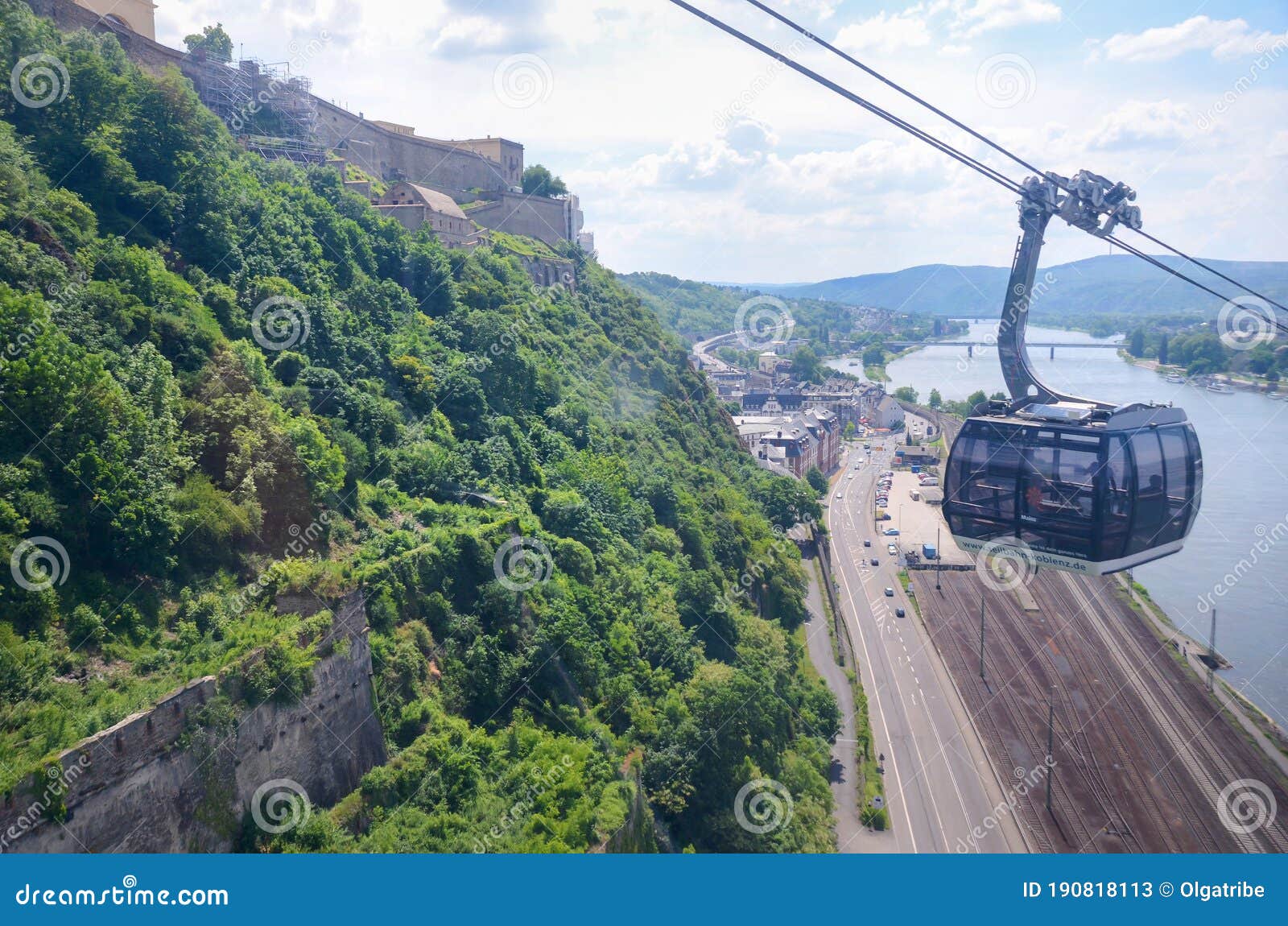 View On The Cable Car With Orange Cable Cars And Antalya In Turkey ...