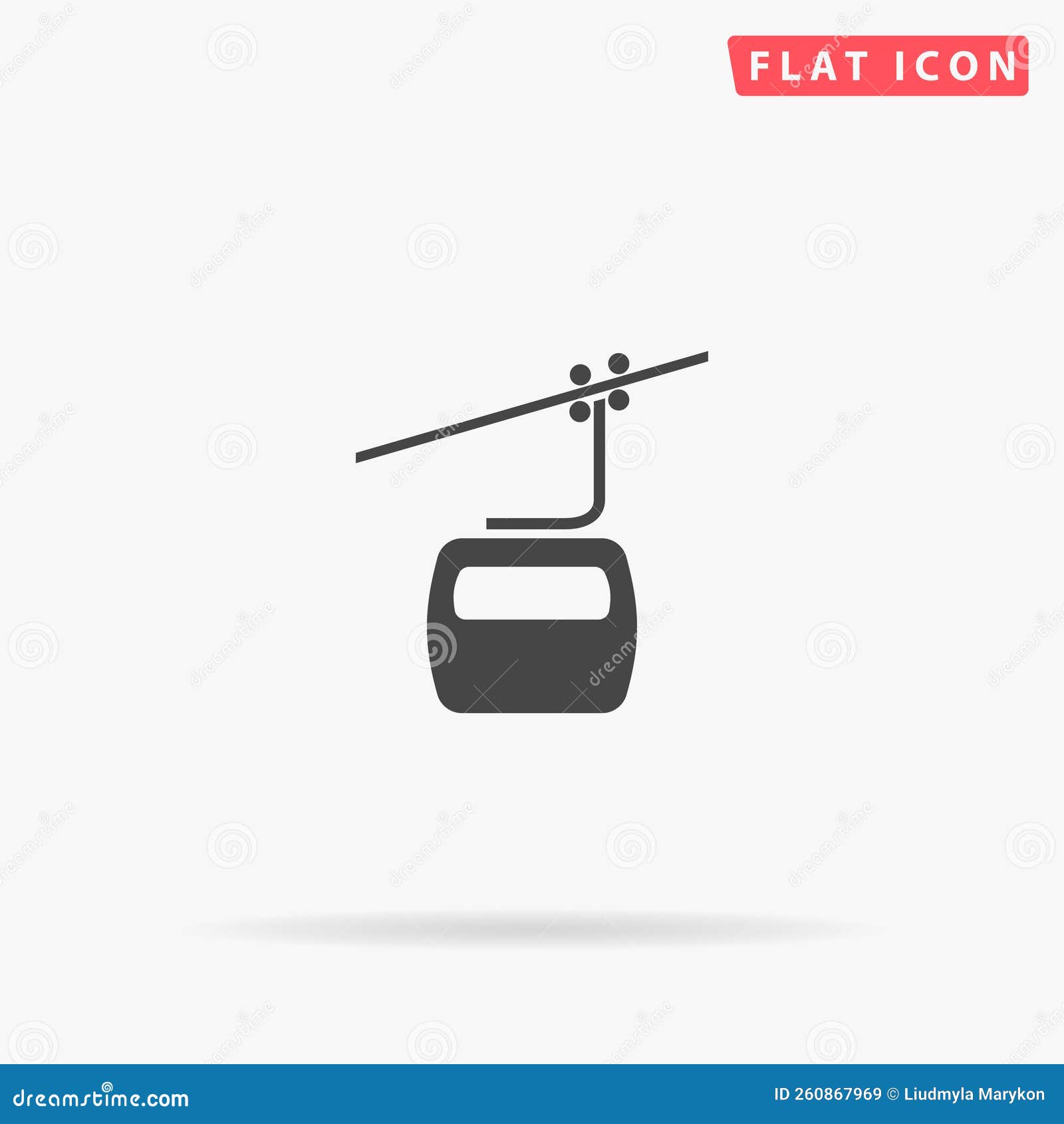 Aerial Cableway Flat Vector Icon Stock Vector - Illustration of silhouette, mountain: 260867969
