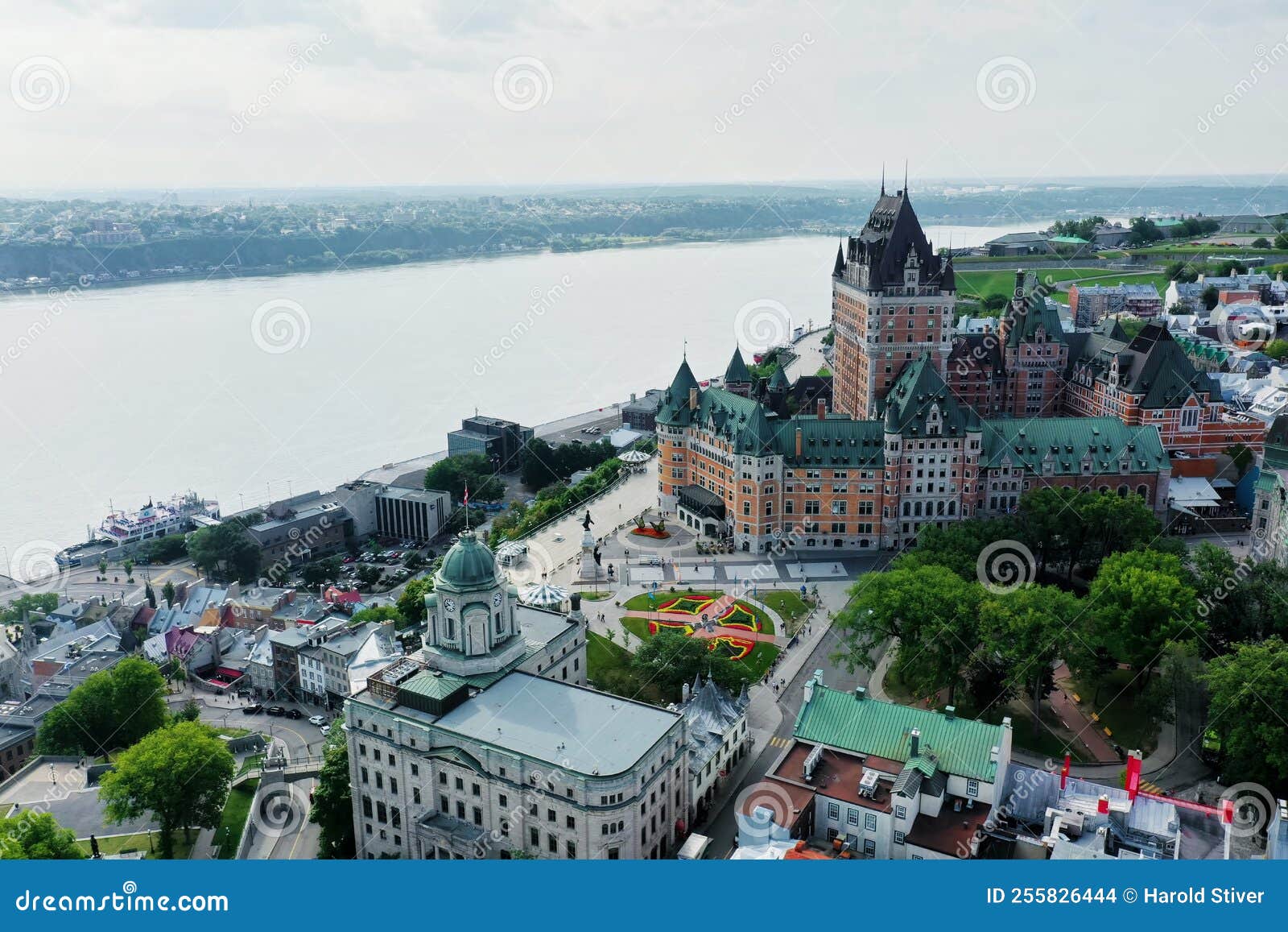 Aerial of the Chateau Frontenac in Quebec City, Quebec, Canada ...
