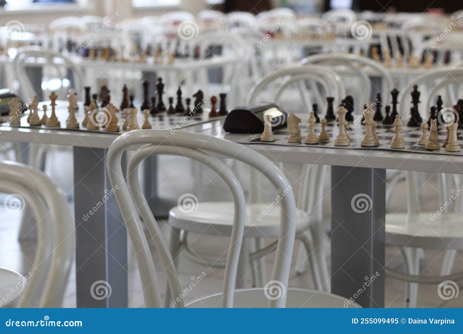 Aerial Chess View. a Chess Table. Part of Interior with White Chairs ...
