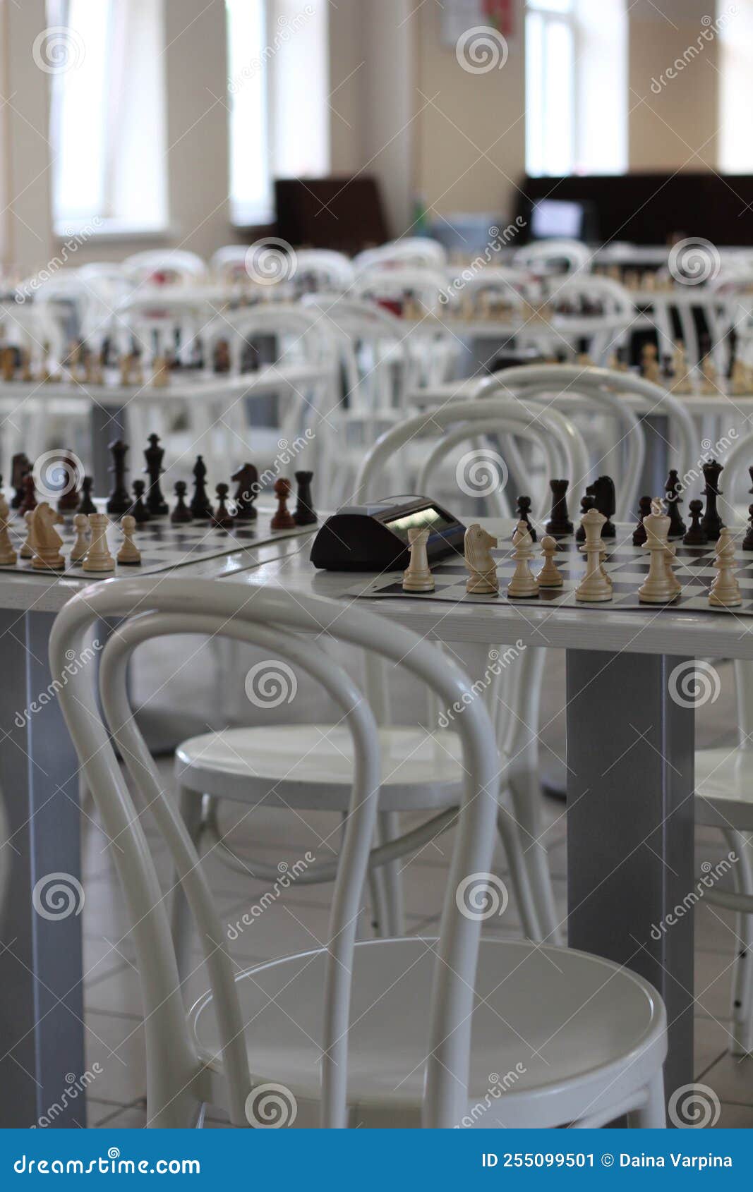 Aerial Chess View. a Chess Table. Part of Interior with White Chairs ...