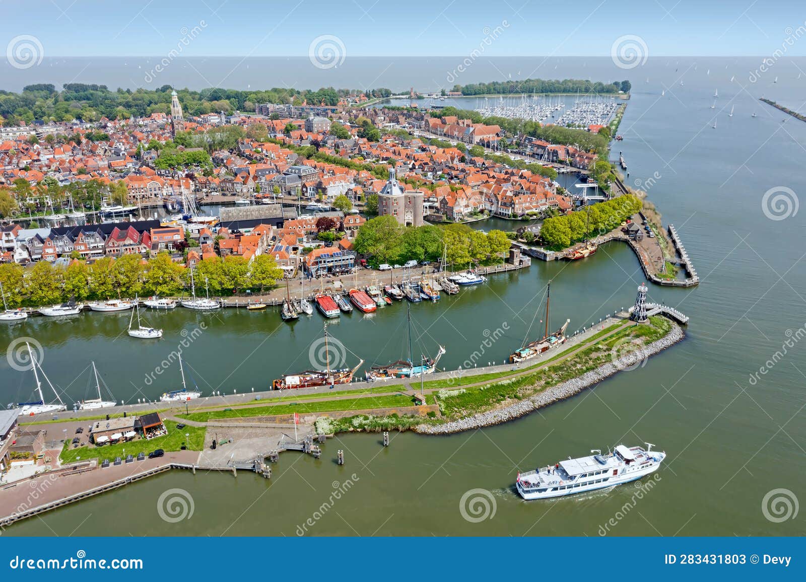 Aerial from the City Enkhuizen in the Netherlands Stock Image - Image ...