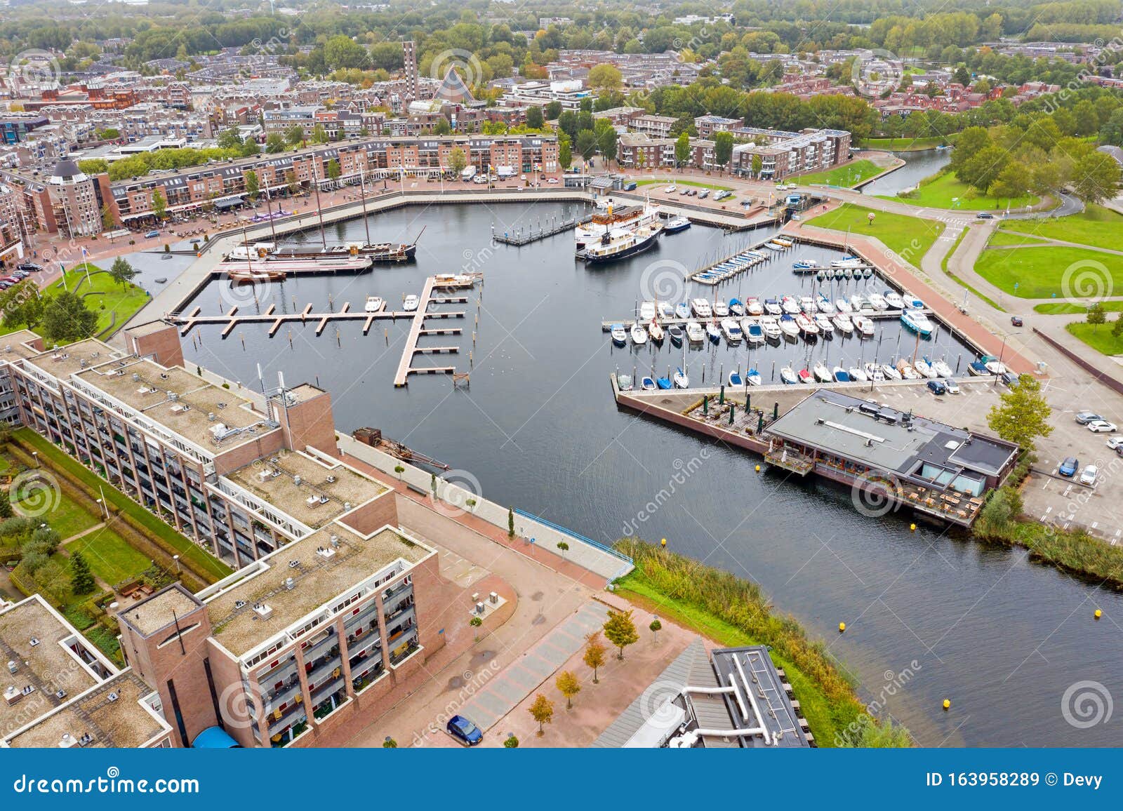 Aerial from the City and Harbour in Almere in Netherlands Stock Image ...
