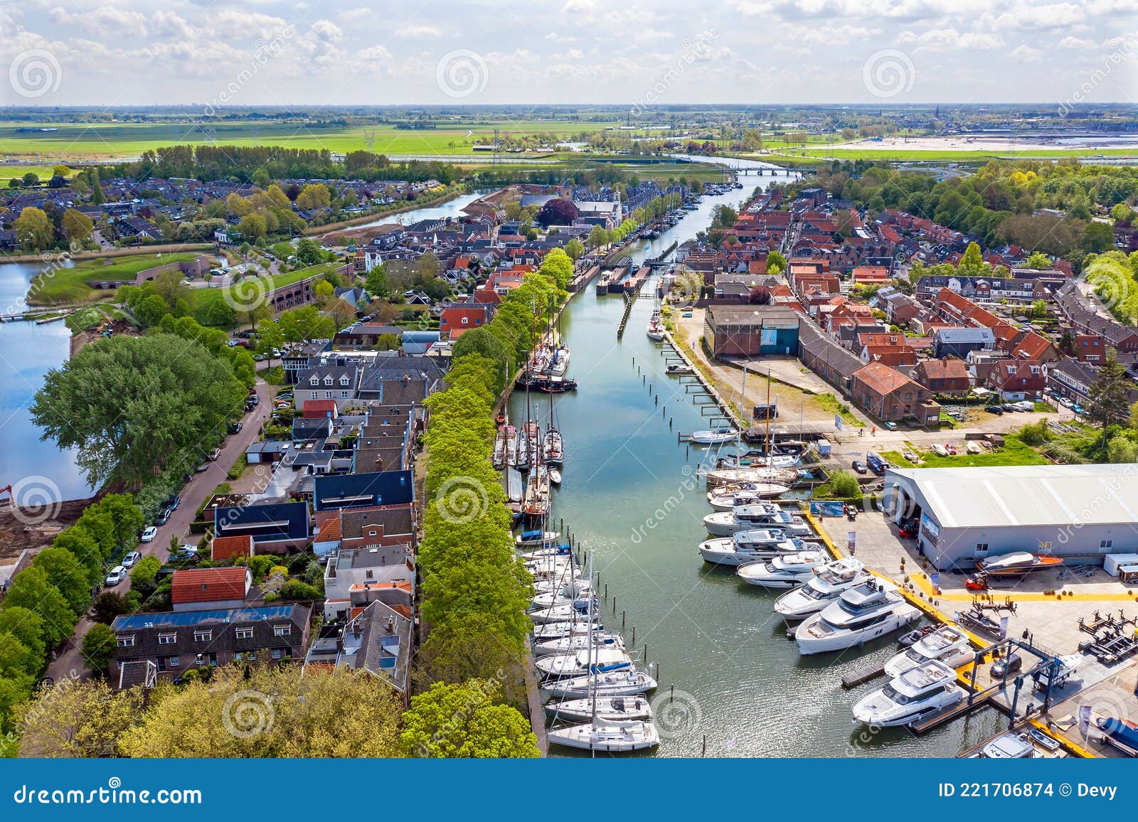 Aerial from the City Muiden in the Netherlands Stock Photo - Image of ...