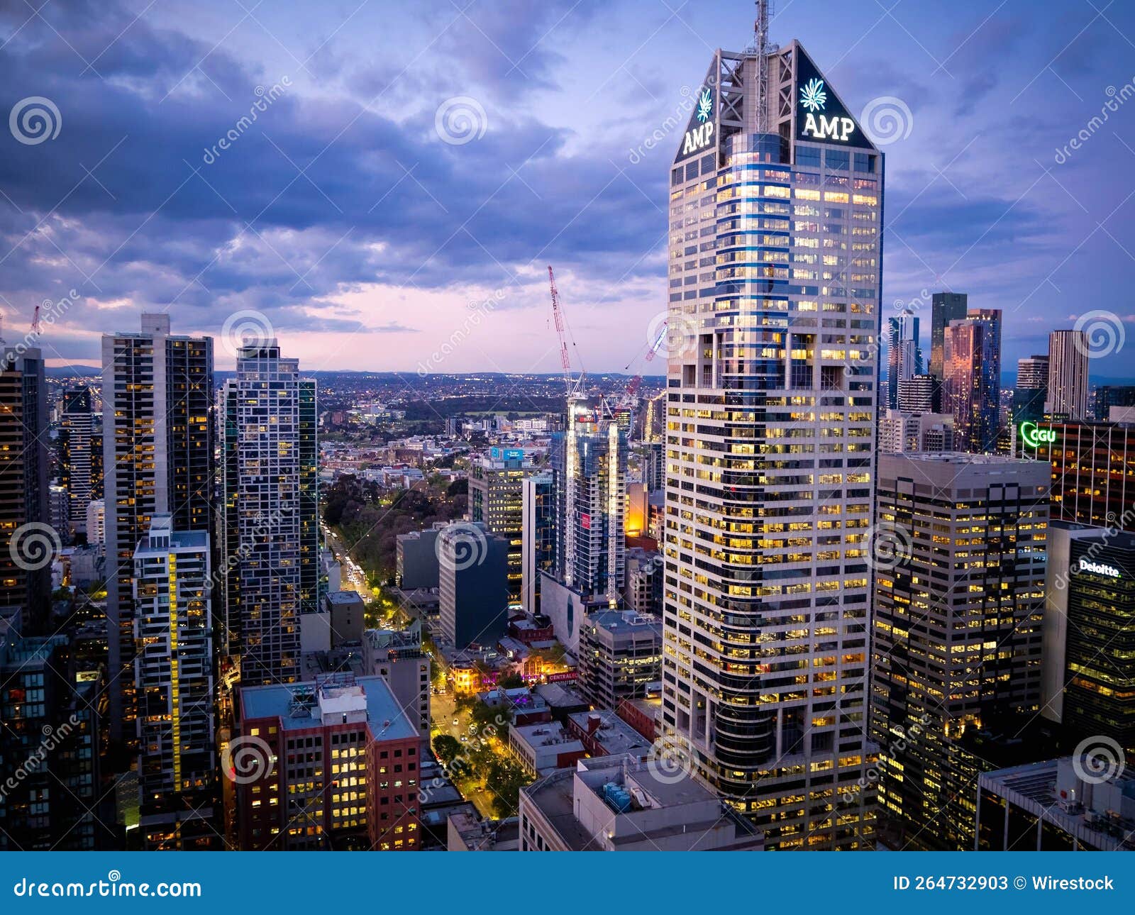 Aerial Cityscape of Melbourne Skyline in the Evening Editorial Stock ...