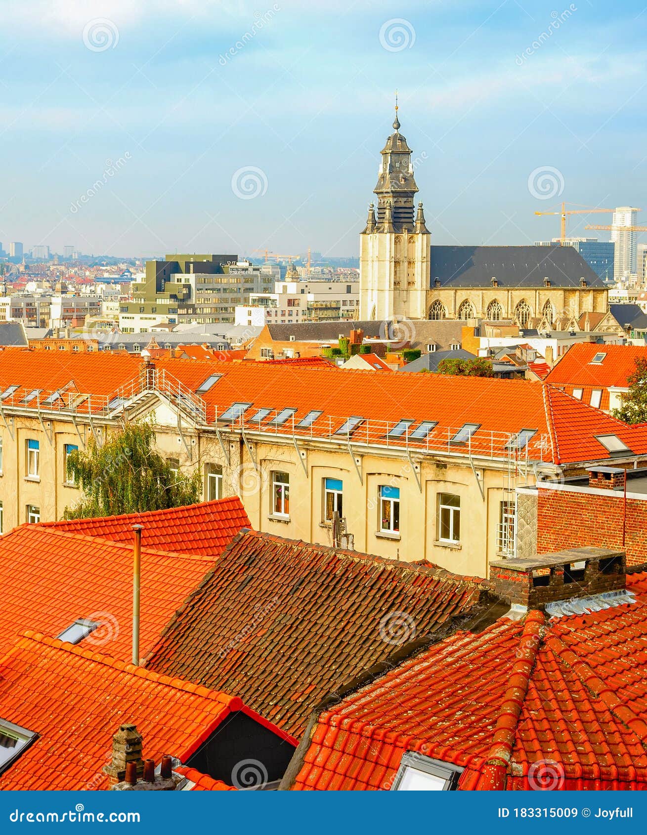 Aerial Cityscape, Rooftops, Brussels, Belgium Stock Image - Image of ...