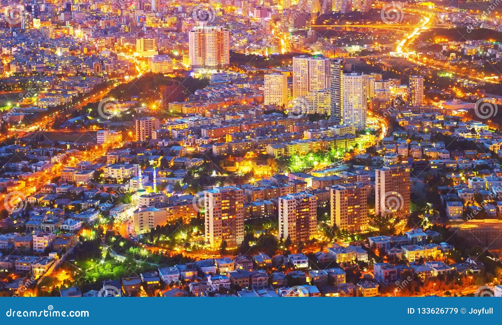 Aerial Cityscape Tehran Twilight. Iran Stock Image - Image of iranian ...