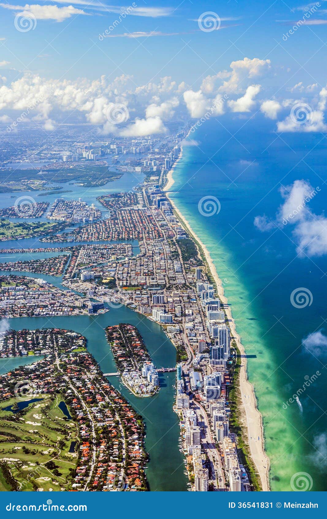 Aerial of coastline Miami stock image. Image of scenic - 36541831