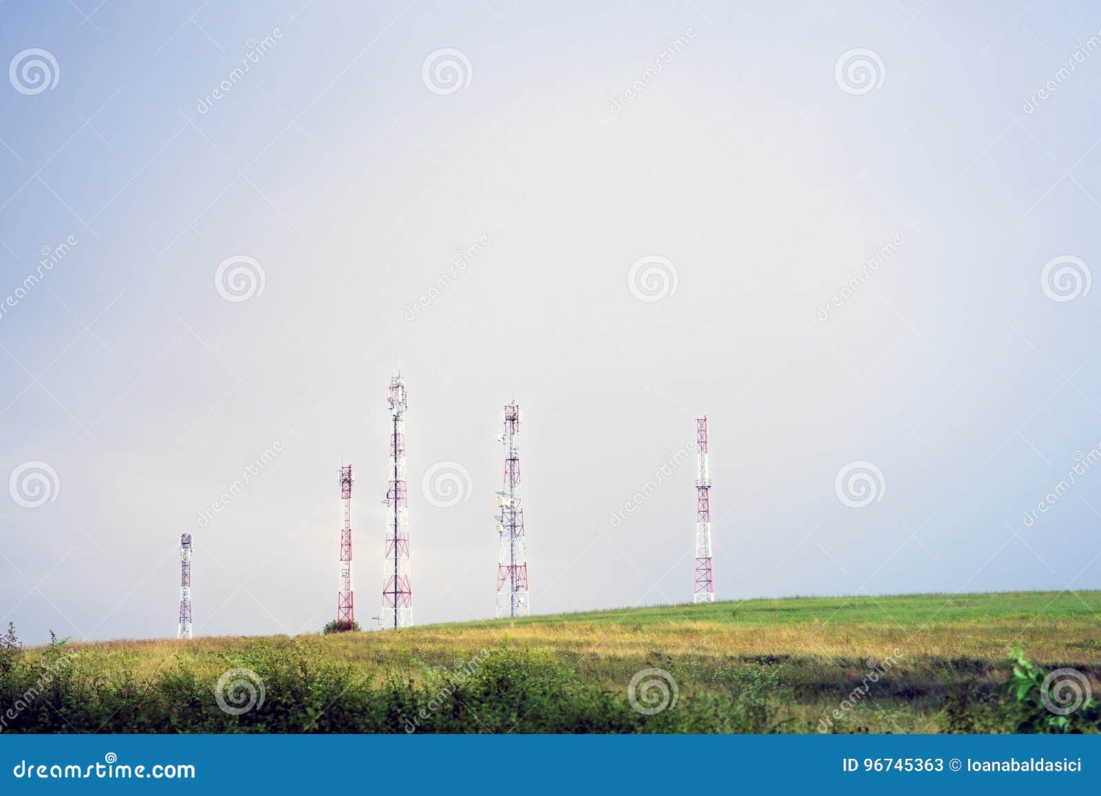 Aerial Communications Antennas Installed in Nature Stock Image - Image ...