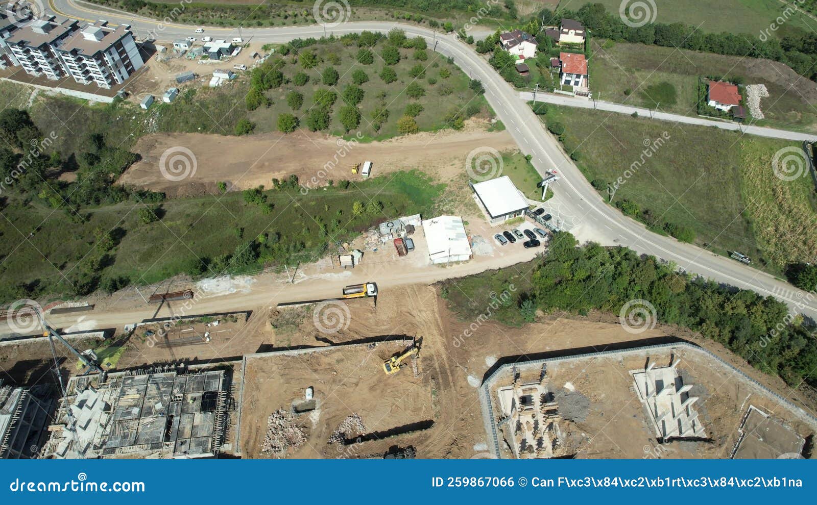 Aerial construction site stock footage. Video of industry - 259867066