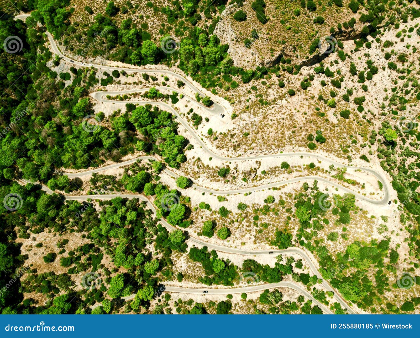 Aerial of a Curvy Road on a Hill Stock Image - Image of mountain, trees ...