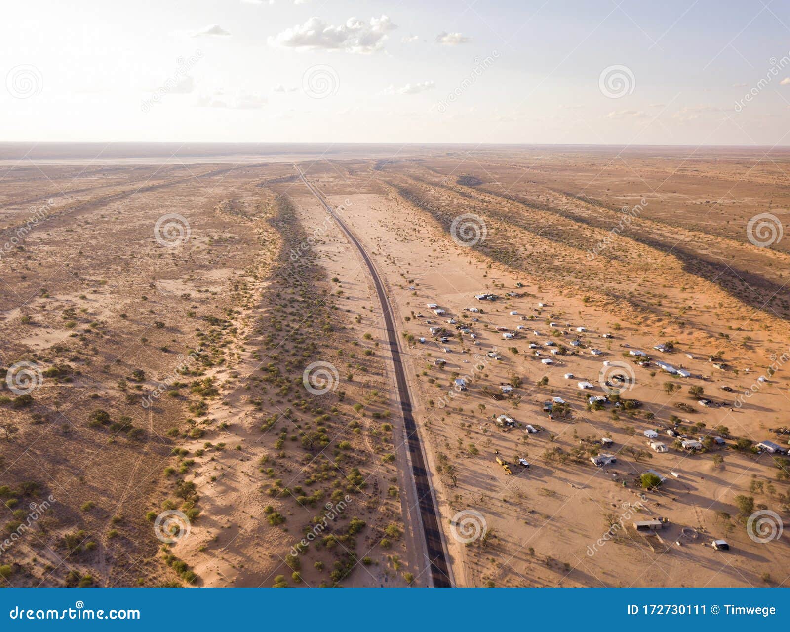 Aerial of Desert Road through Arid Landscape Stock Image - Image of ...