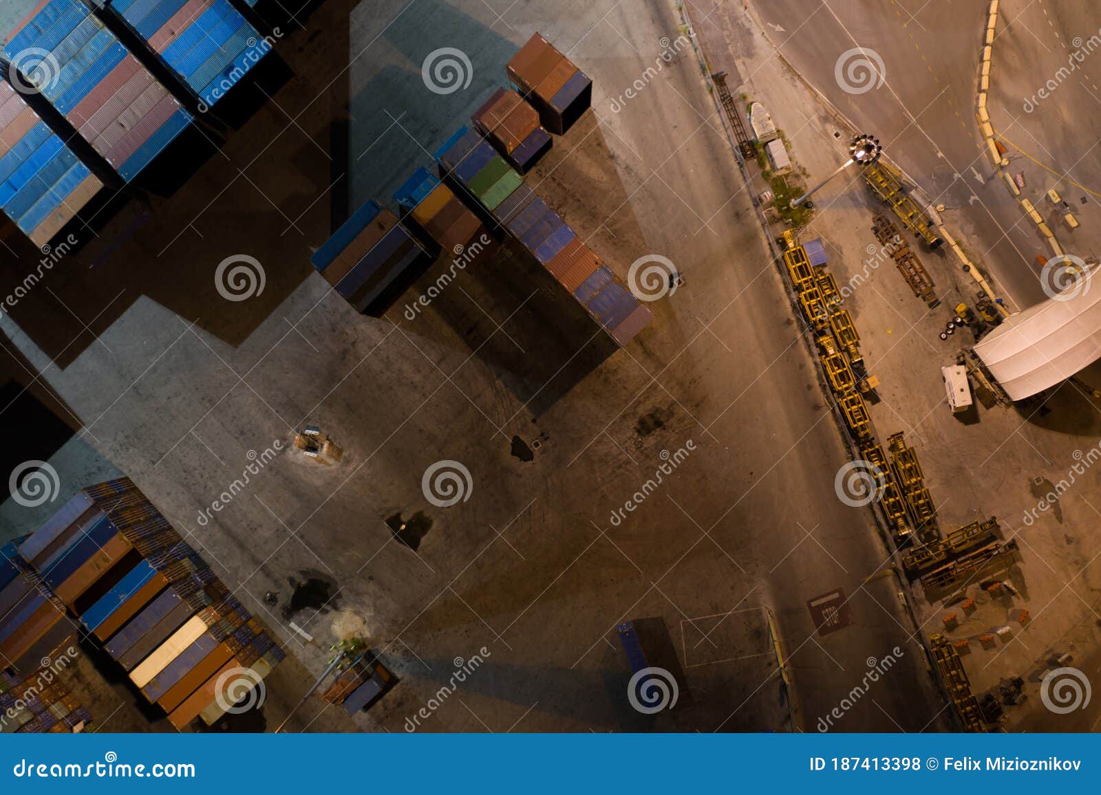 Aerial Direct Overhead Shot Cargo Containers at a Port Stock Photo ...