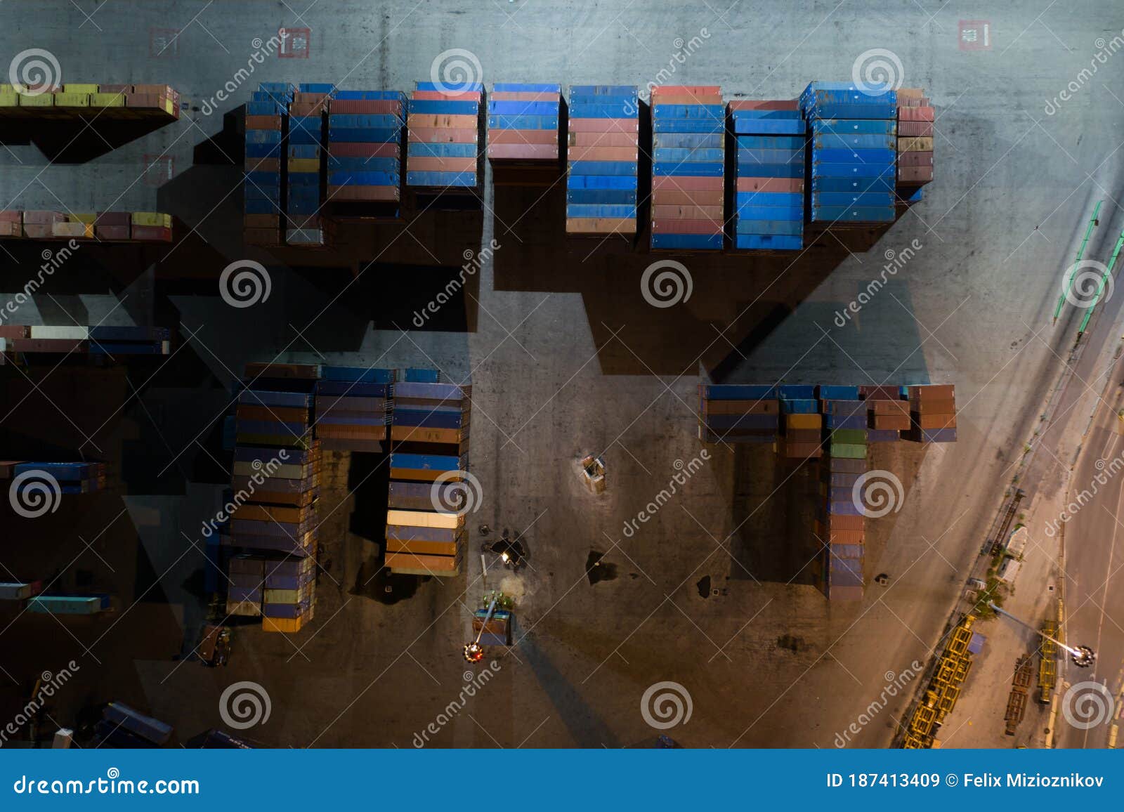 Aerial Direct Overhead Shot Cargo Containers at a Port Stock Image ...