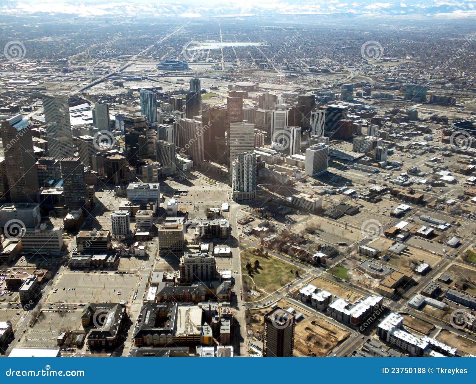 Aerial Downtown Denver stock photo. Image of copy, united - 23750188