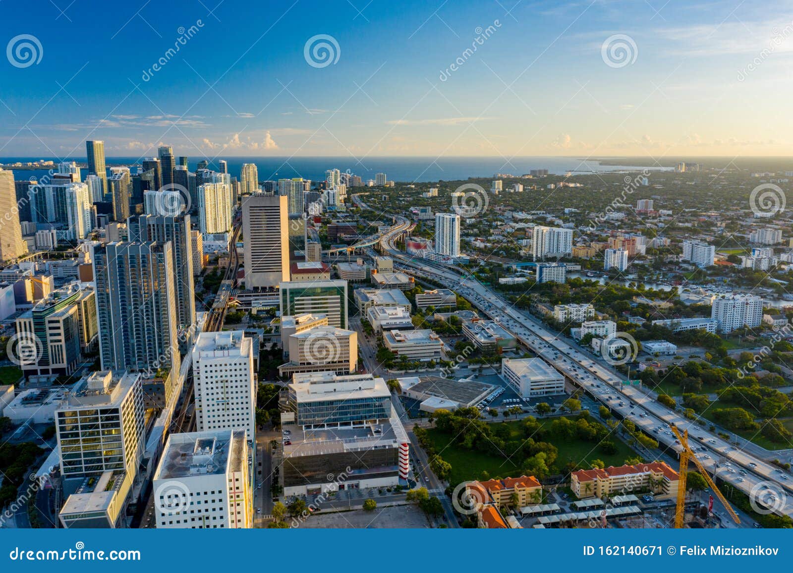 2019 Aerial Downtown Miami FL Stock Image - Image of dusk, drone: 162140671