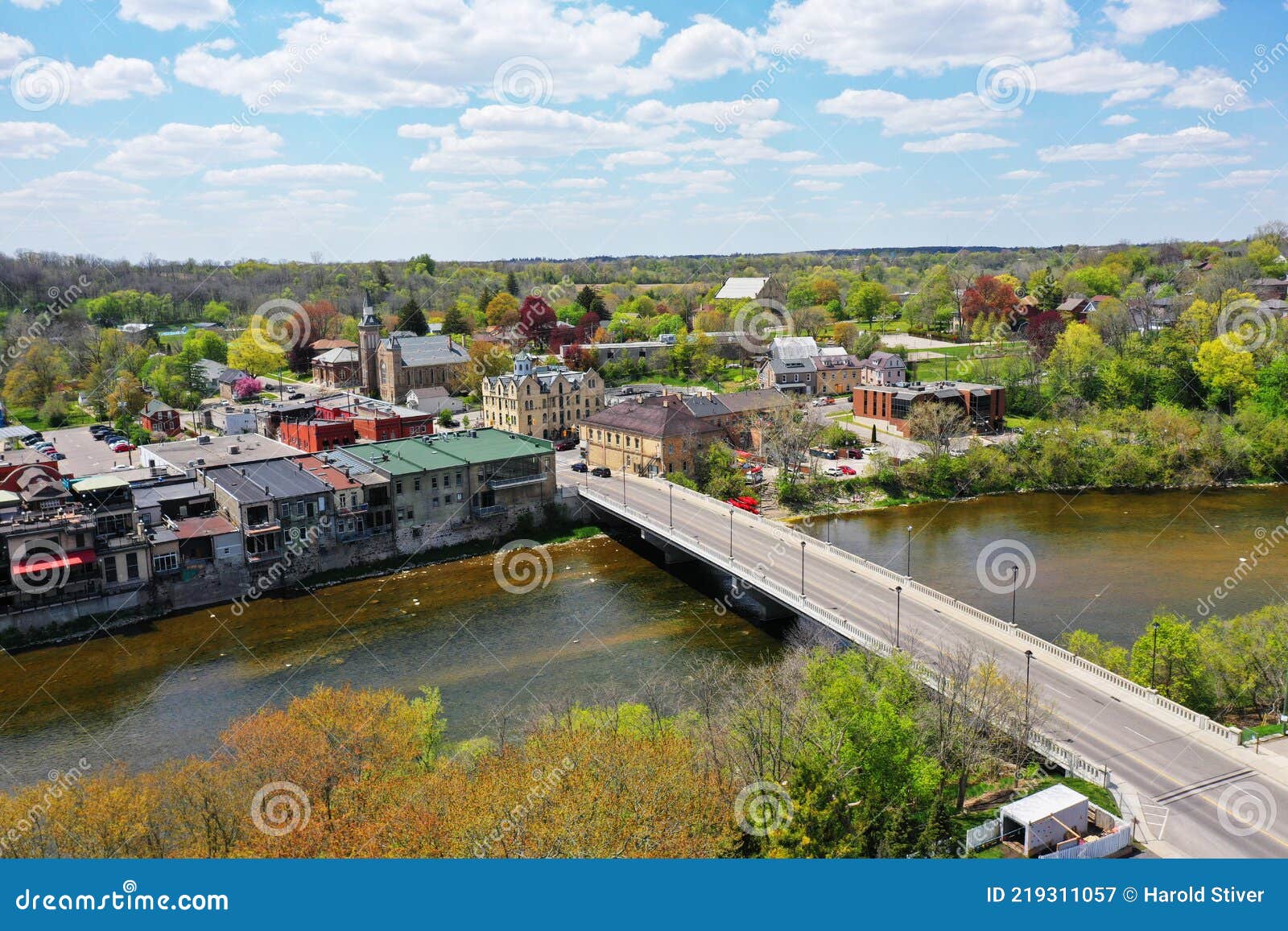 Aerial of Downtown Paris, Ontario, Canada Stock Image - Image of modern ...