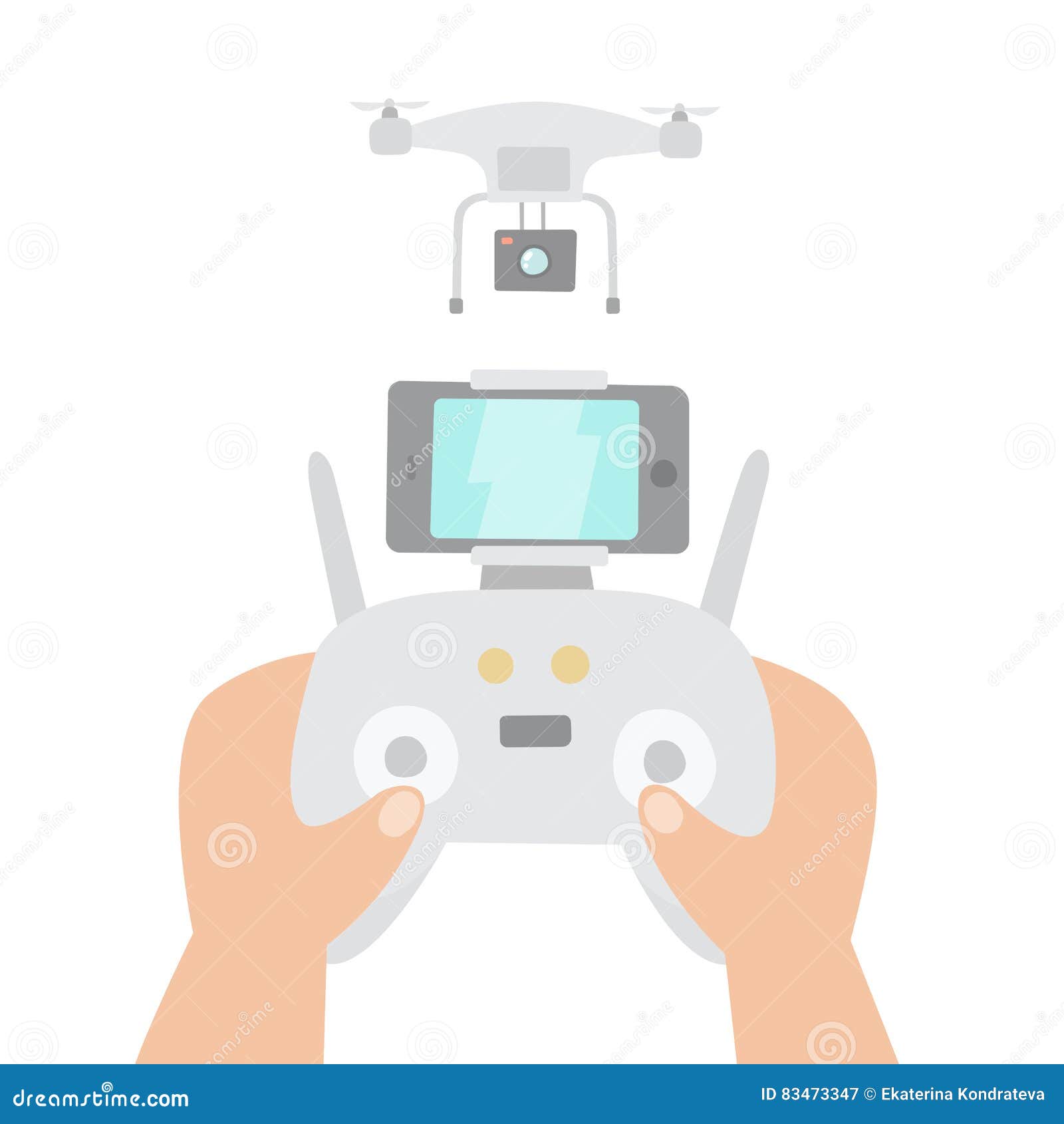 Aerial Drone and Drones Controller. Stock Vector - Illustration of ...