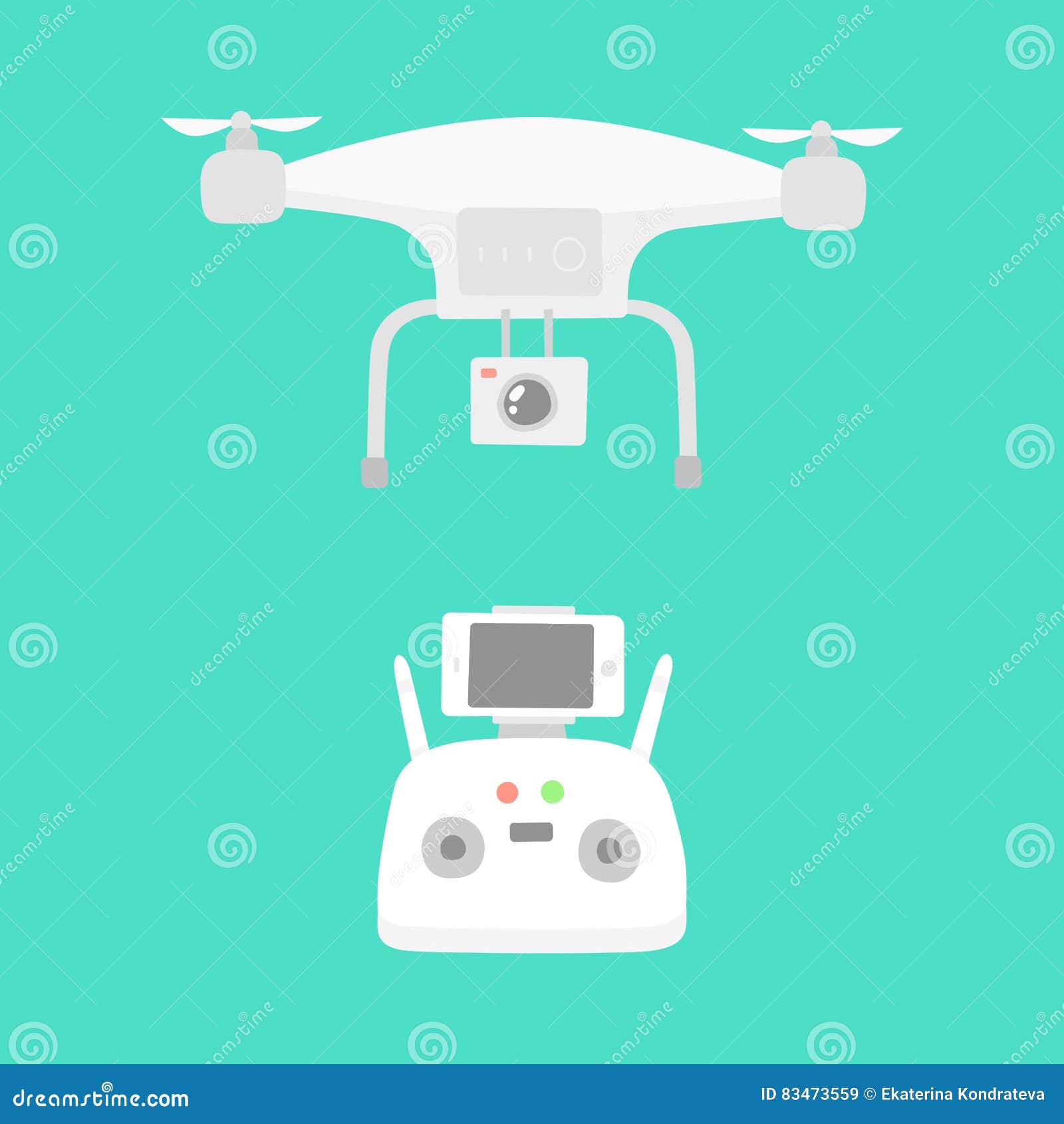 Aerial Drone and Drones Controller. Stock Vector - Illustration of grey ...