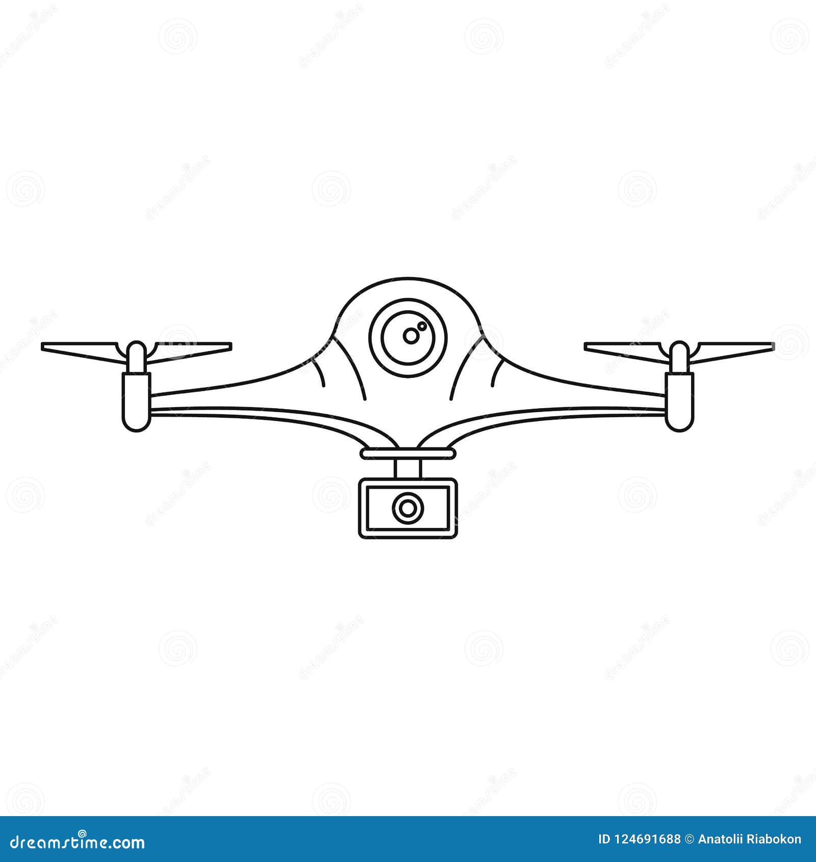 Aerial Drone Icon, Outline Style Stock Illustration - Illustration of ...