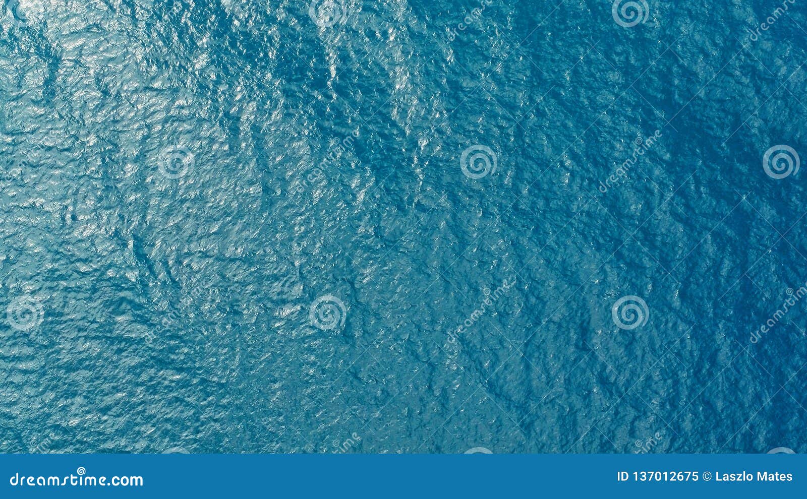 Aerial Drone Image of the Deep Blue Clear Sea Ocean Water with Small ...
