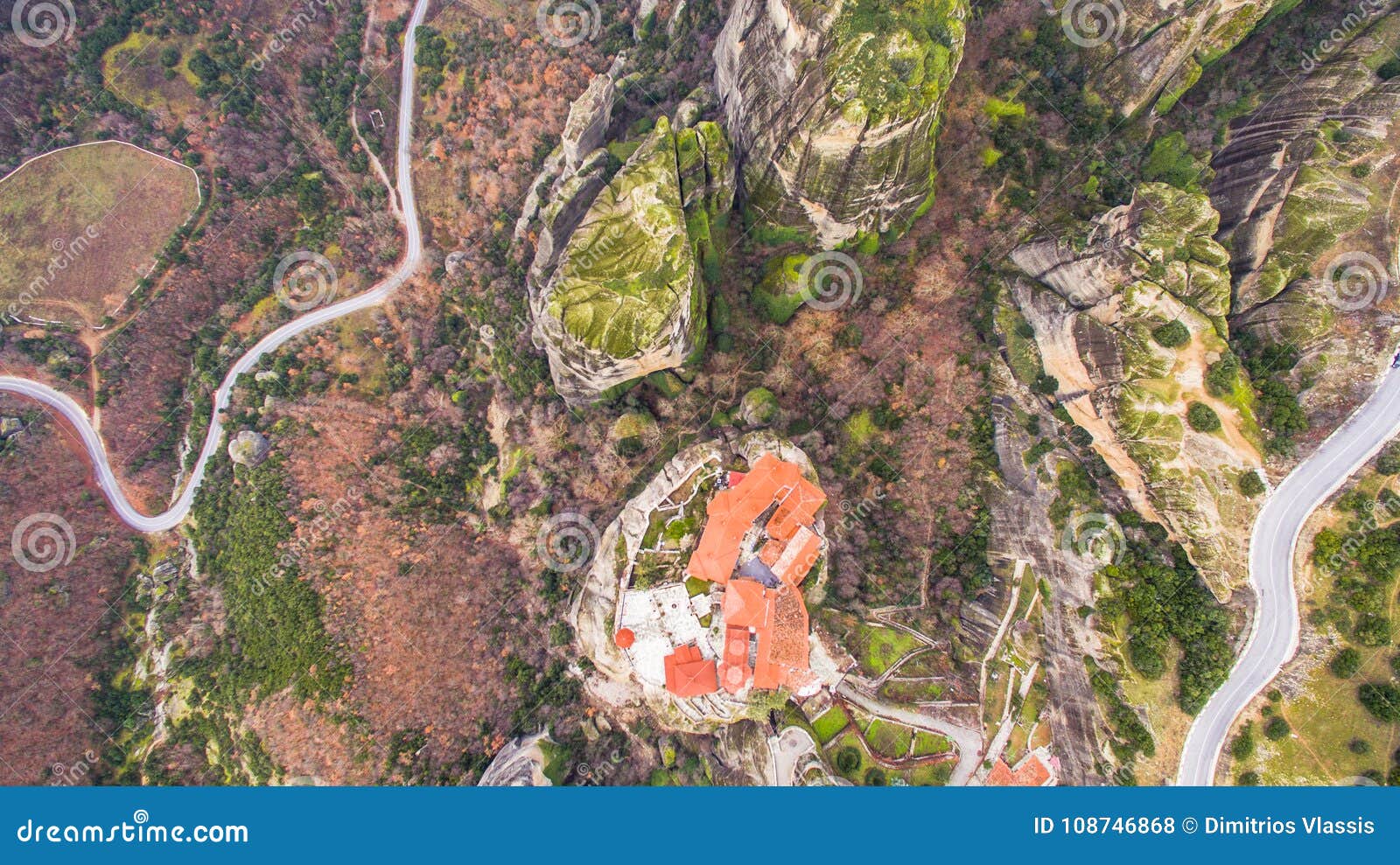 Aerial Drone Image of Meteora Stock Photo - Image of boulders, famous ...
