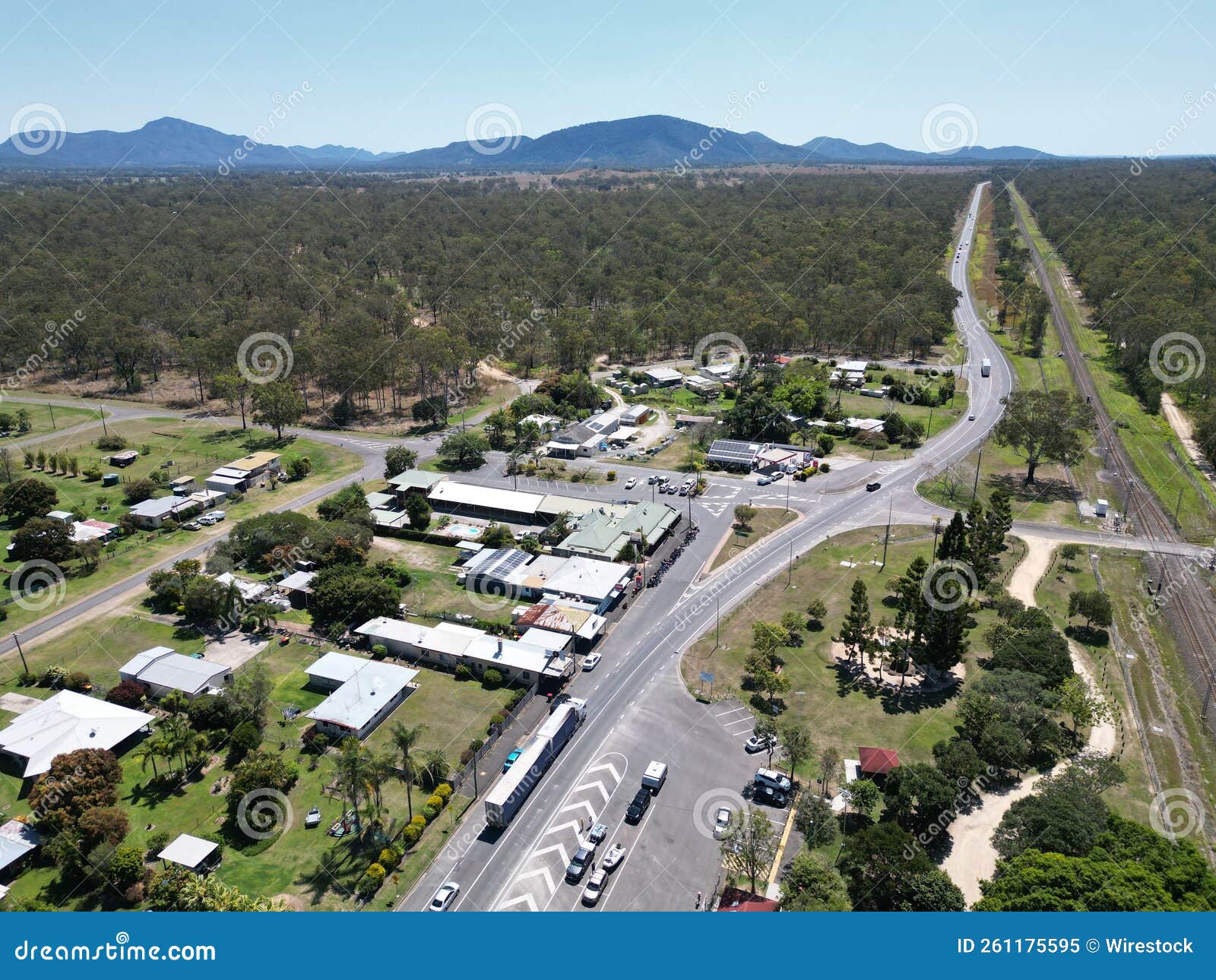 Aerial Drone Shot of a Highway through the Town Stock Image - Image of ...