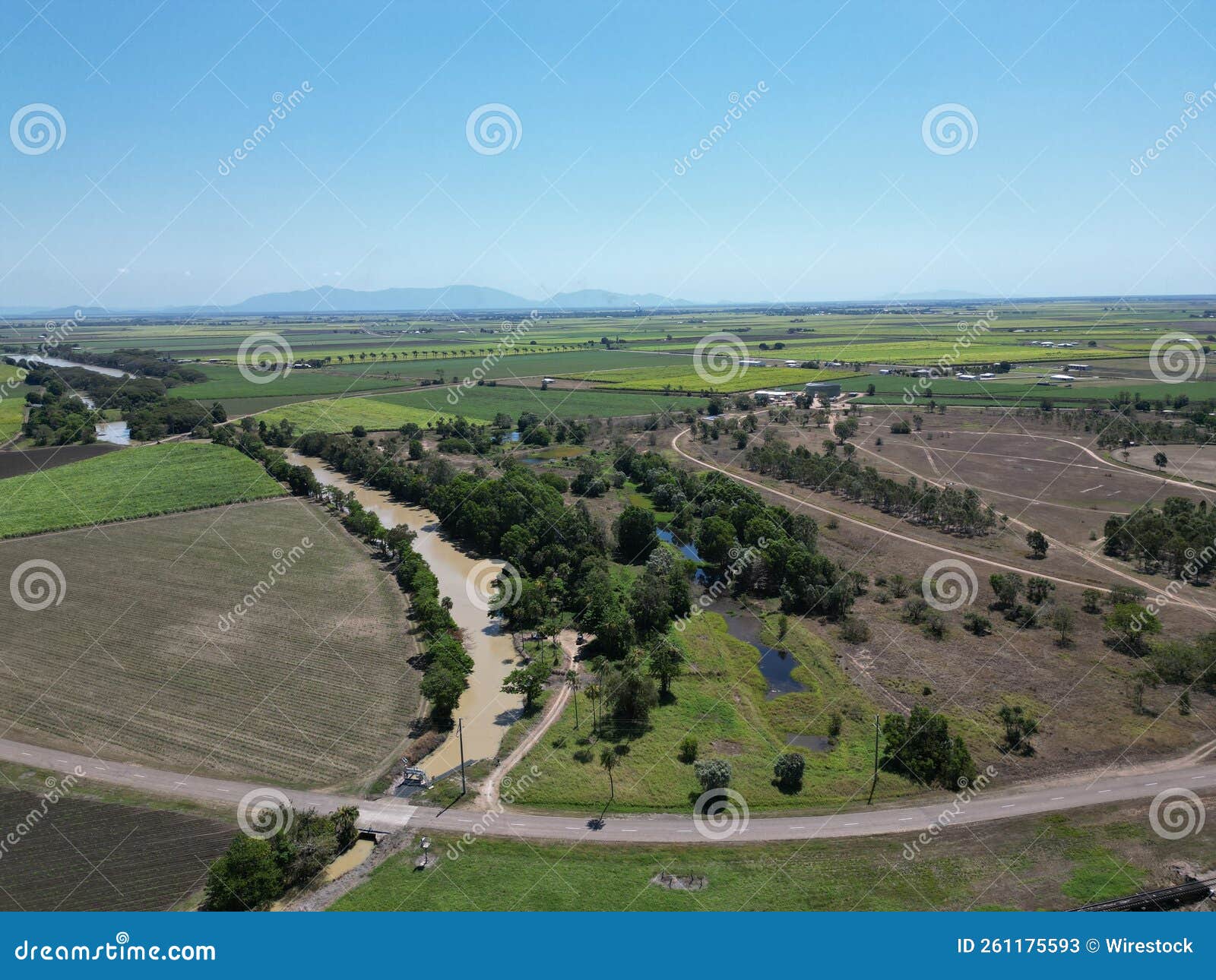 Aerial Drone Shot of the Roads in the Countryside with Fields Stock ...