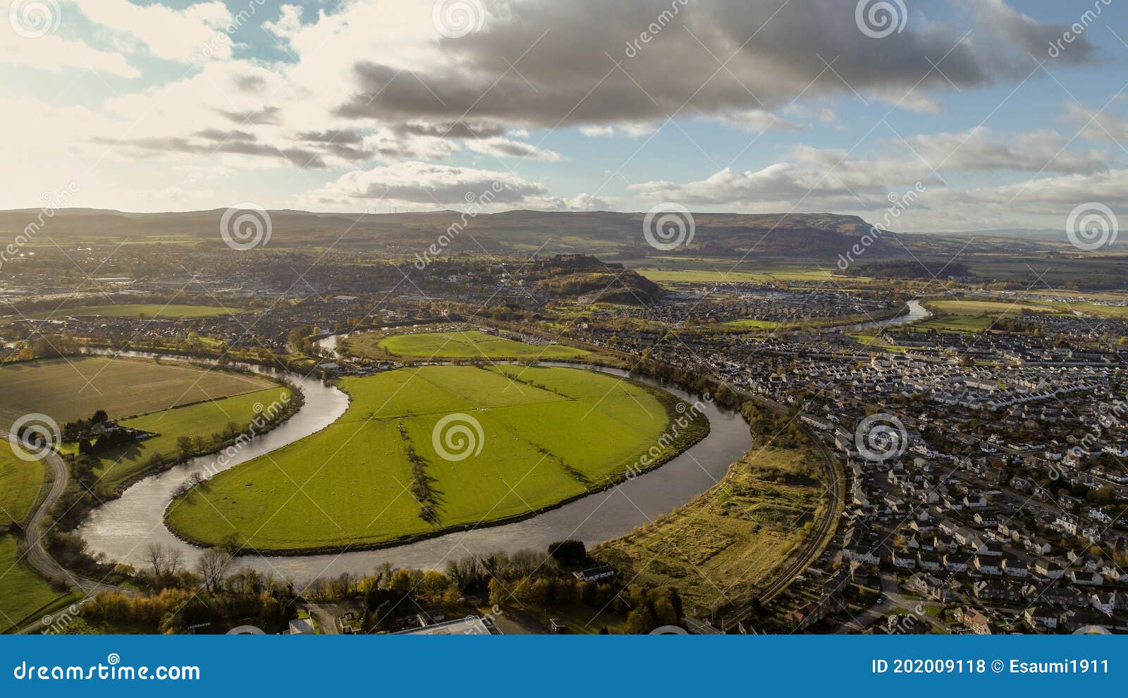 Aerial Drone View Across River Forth To Stirling Stock Photo - Image of ...
