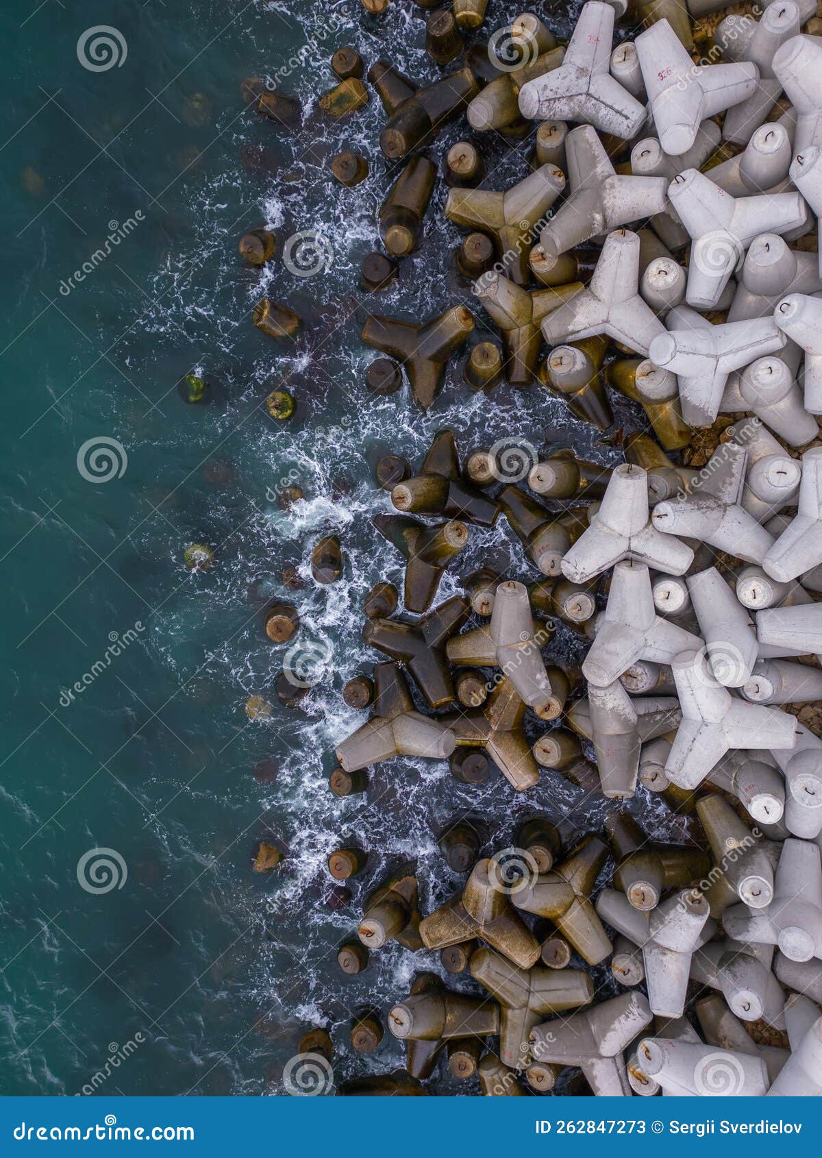 Aerial Drone View of a Breakwater. Breakwater in the Sea, a Collection ...