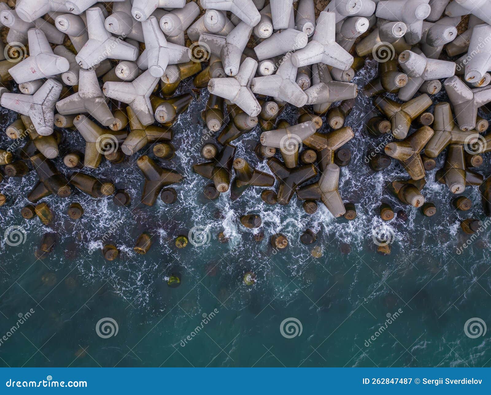 Aerial Drone View of a Breakwater. Breakwater in the Sea, a Collection ...