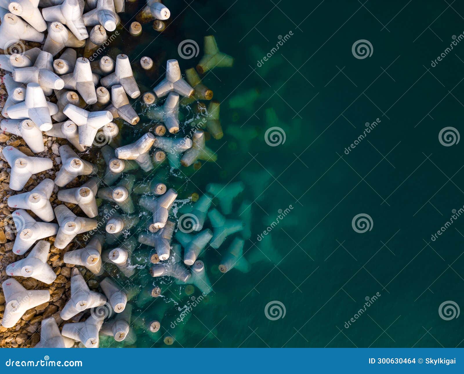 Aerial Drone View of a Breakwater. Breakwater in the Sea, a Collection ...